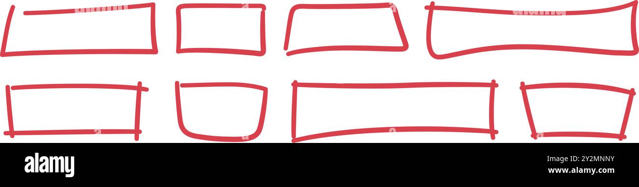 Free hand drawn rectangle frames set. Doodle red rectangular shape ...