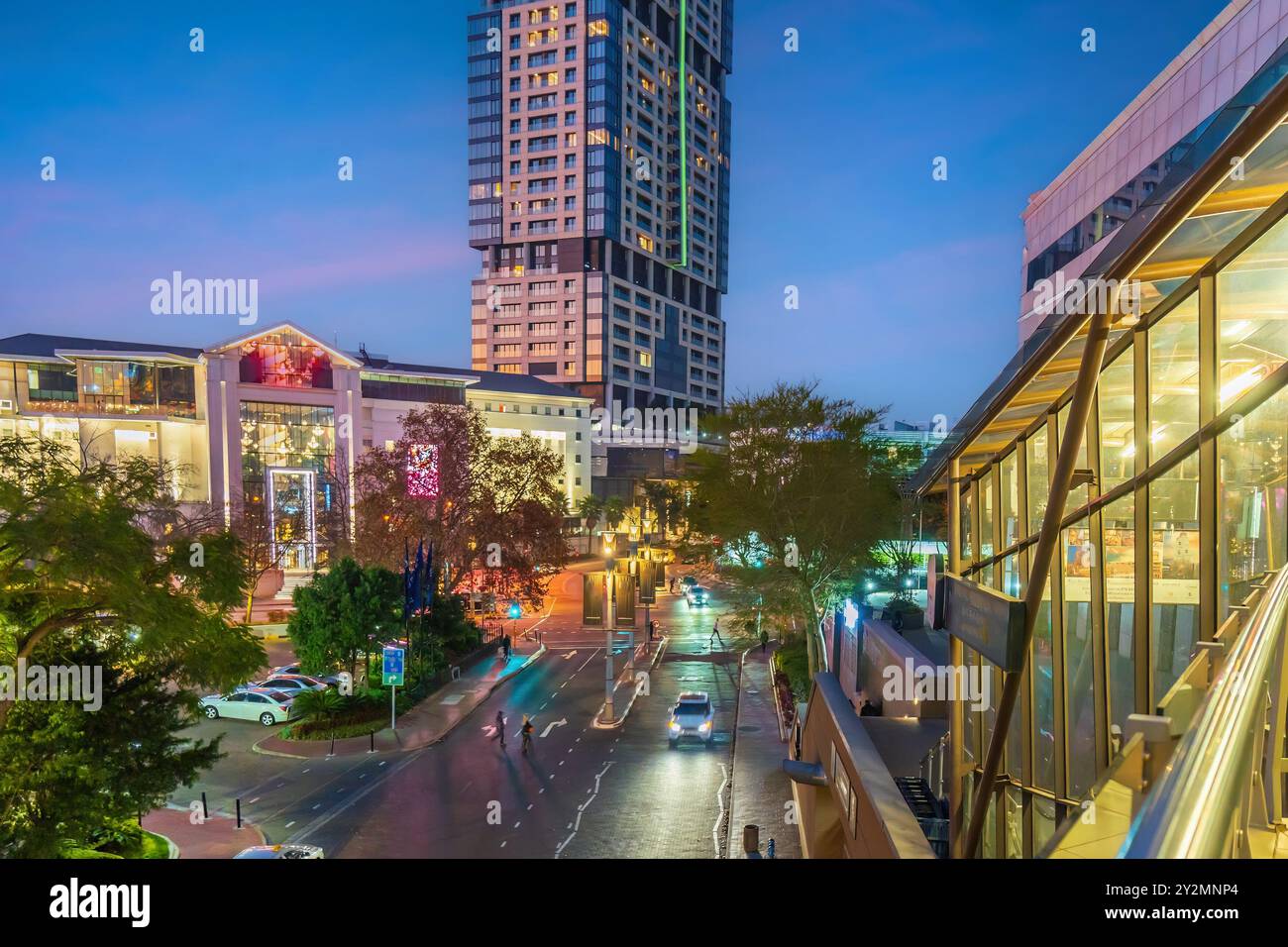 Johannesburg city skyline in Sandton town, South Africa at sunset Stock ...