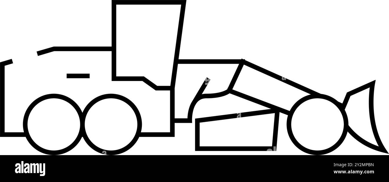 grader machine construction vehicle line icon vector illustration Stock ...
