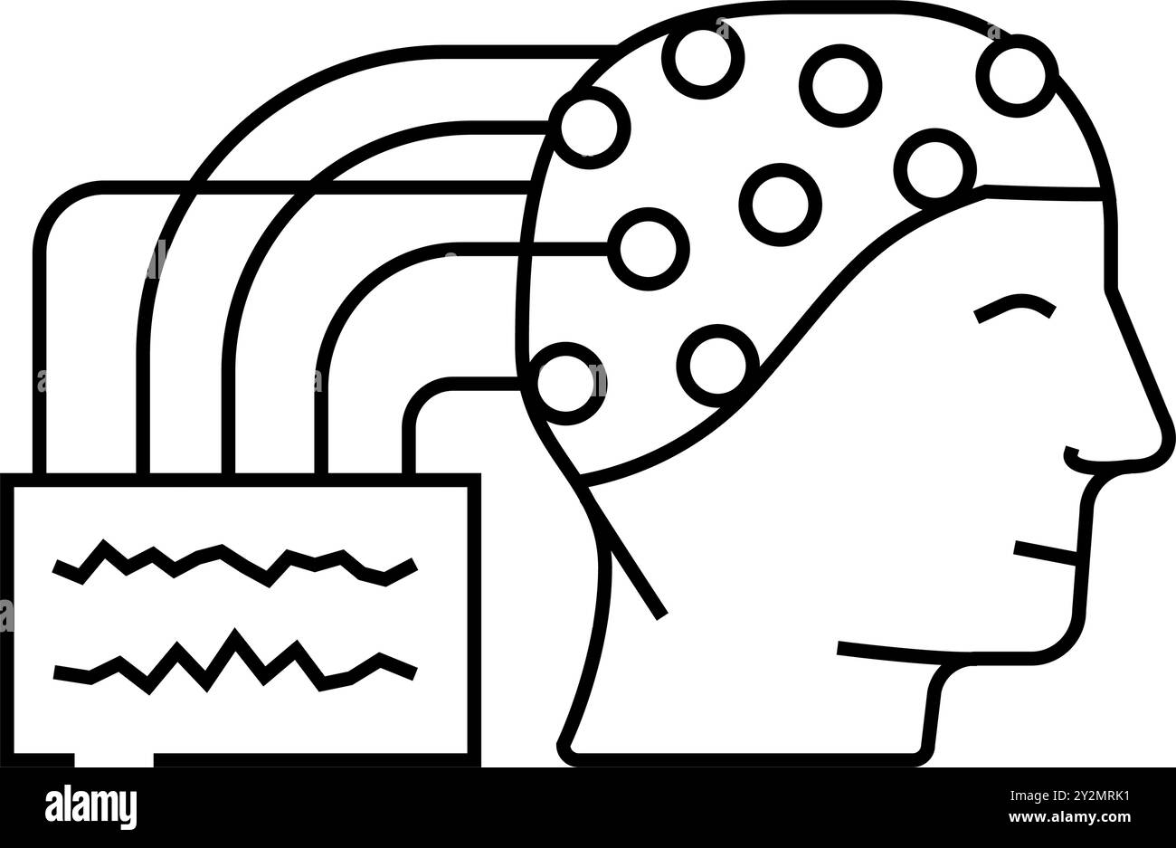 eeg monitoring neuroscience neurology line icon vector illustration ...