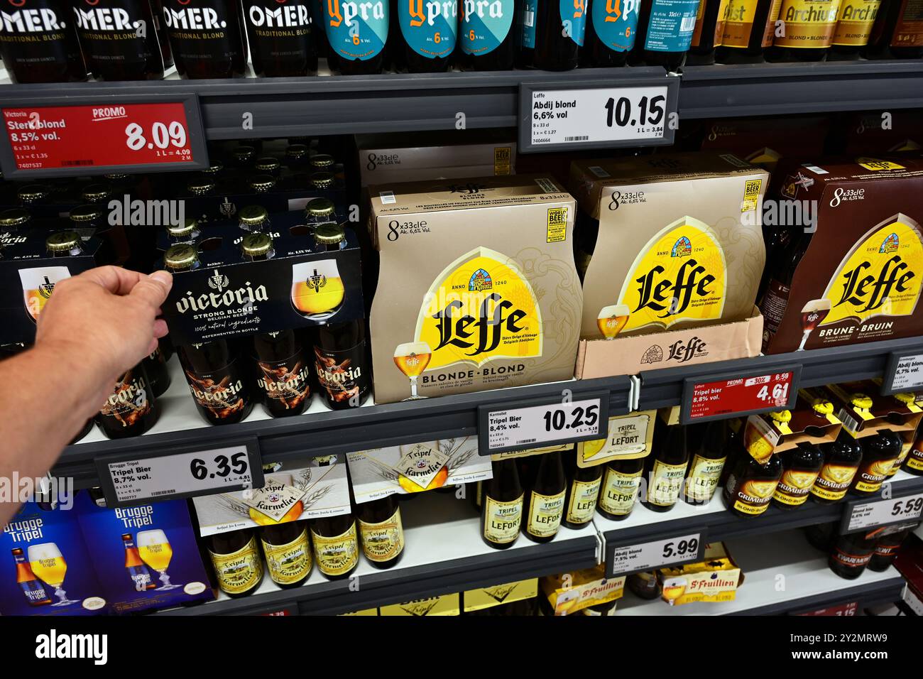 Belgian beer in a Supermarket Stock Photo - Alamy