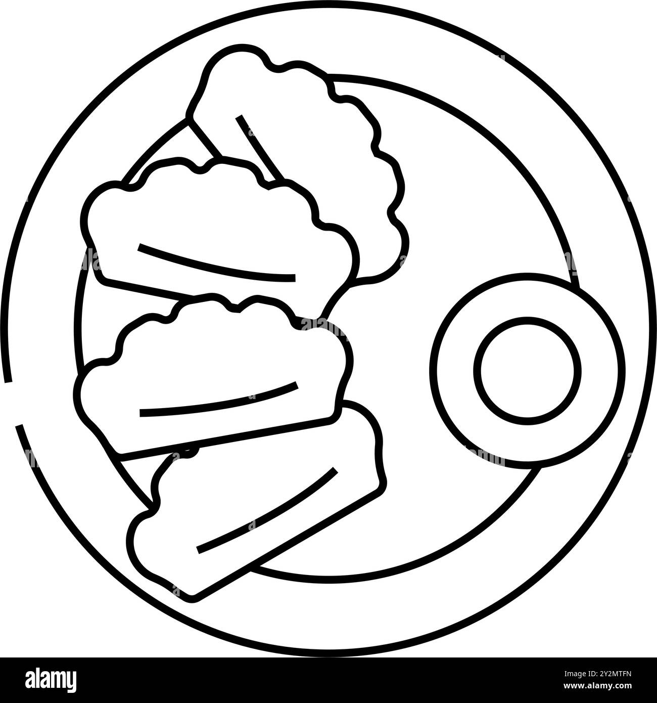 mandu dumplings korean cuisine line icon vector illustration Stock ...