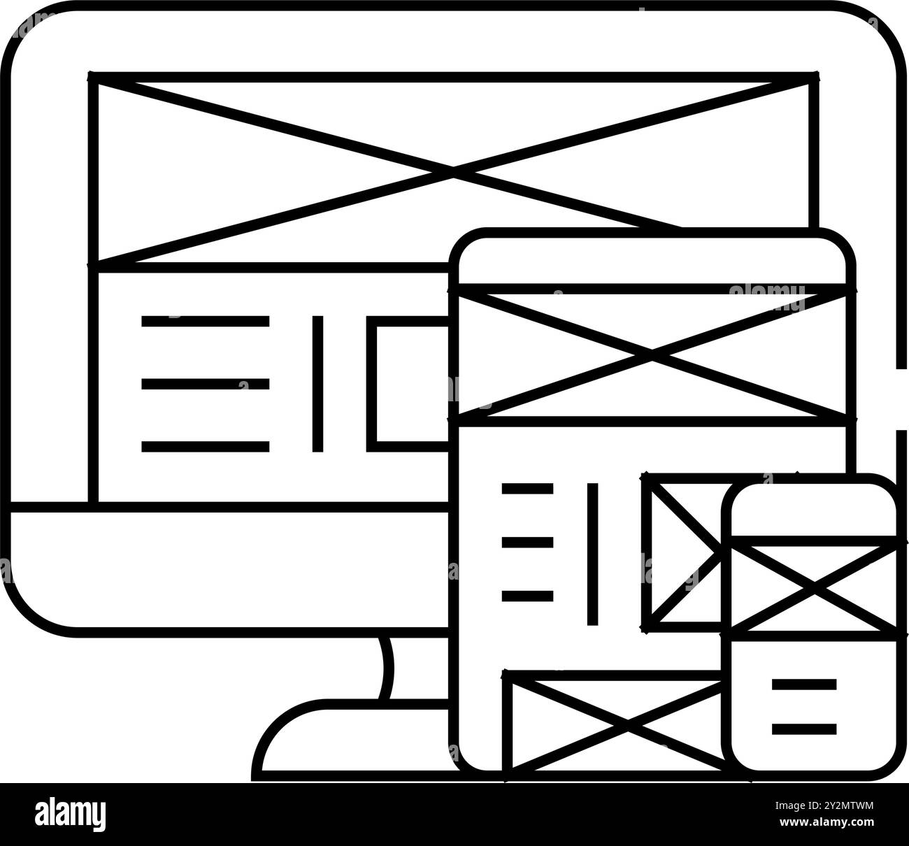 mockup ux ui design line icon vector illustration Stock Vector Image & Art - Alamy