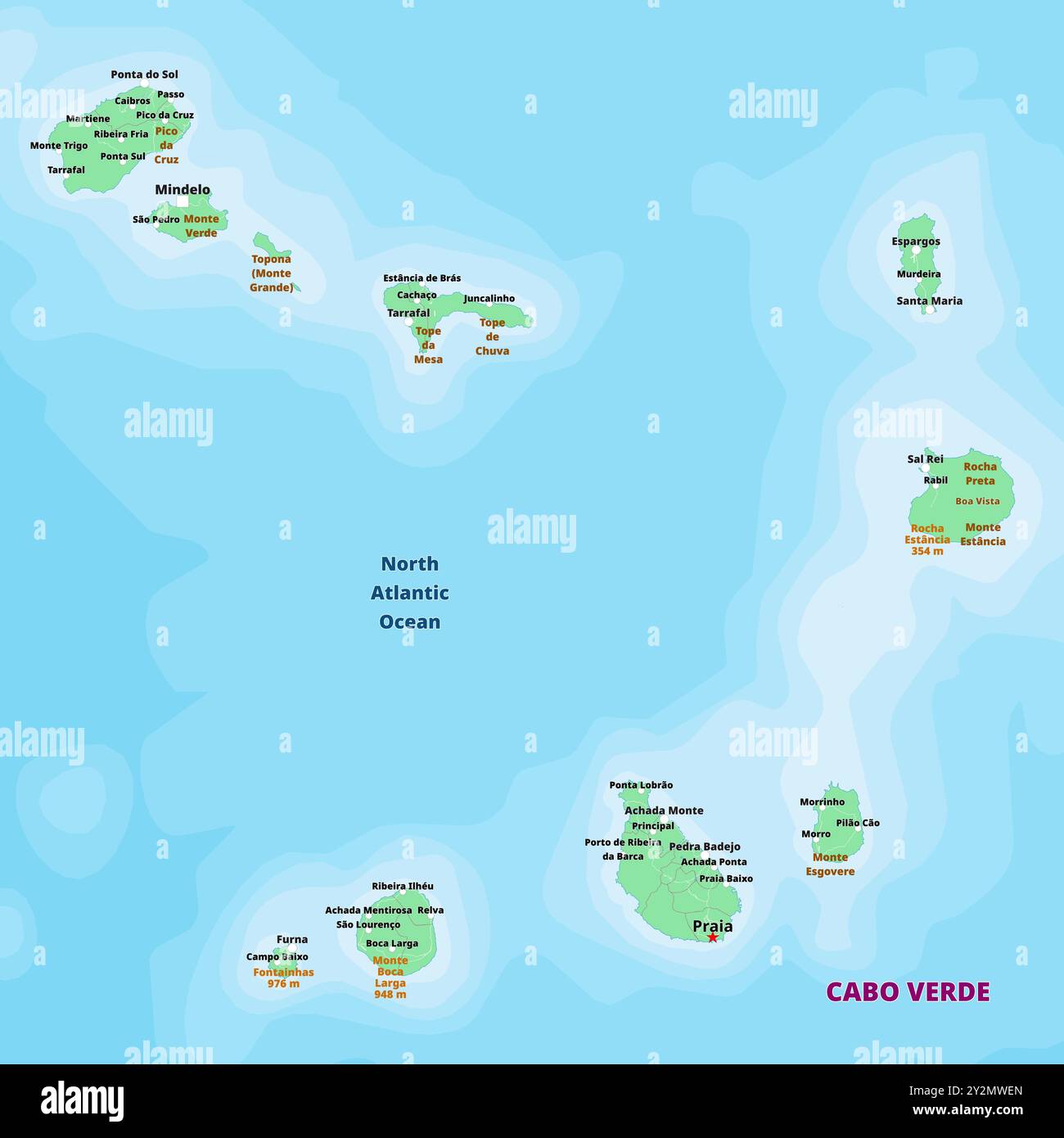 Cape verde vector outline map Stock Vector Images - Alamy