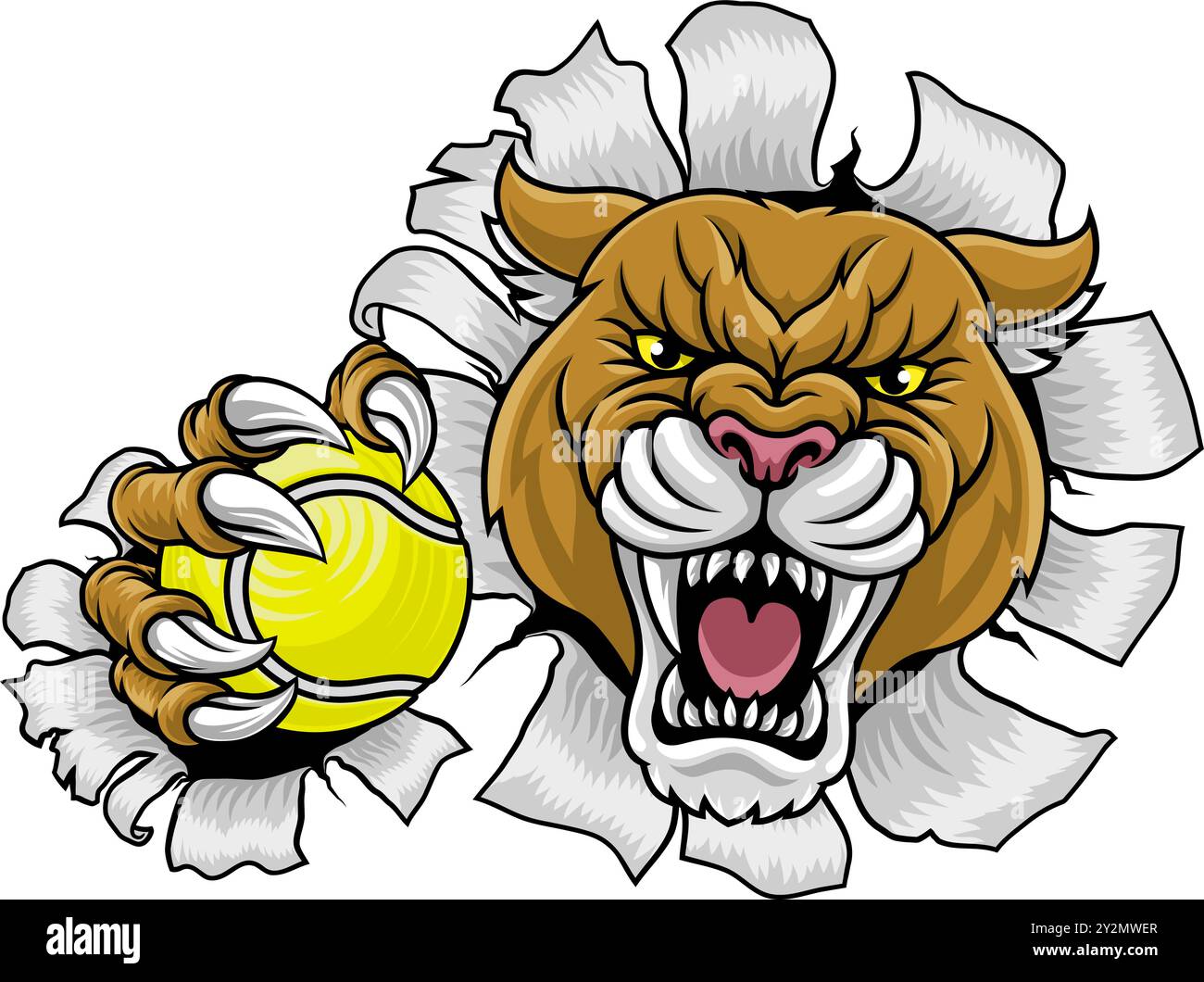 Cougar Panther Mountain Lion Puma Tennis Mascot Stock Vector Image ...