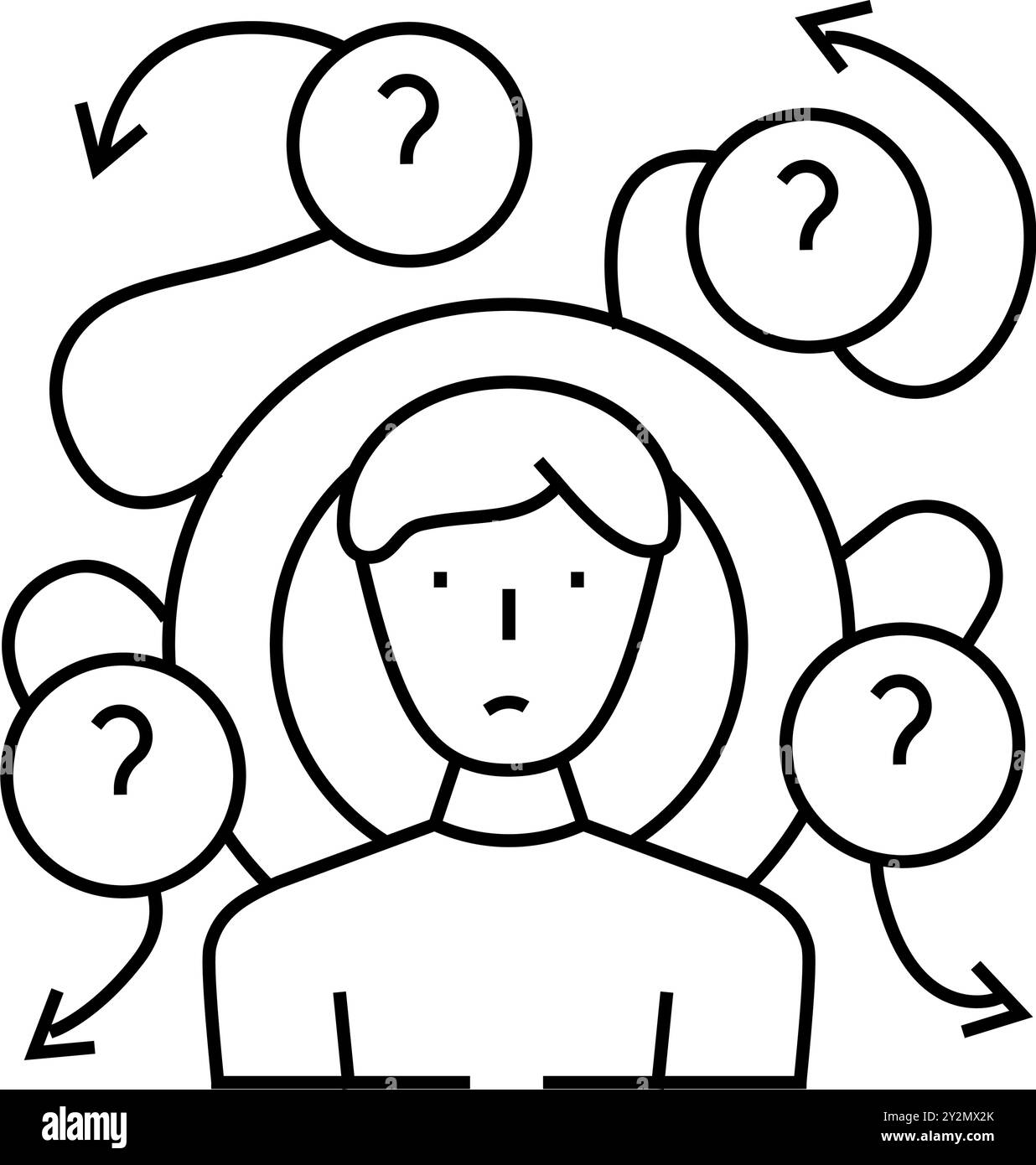 decision fatigue time management line icon vector illustration Stock ...
