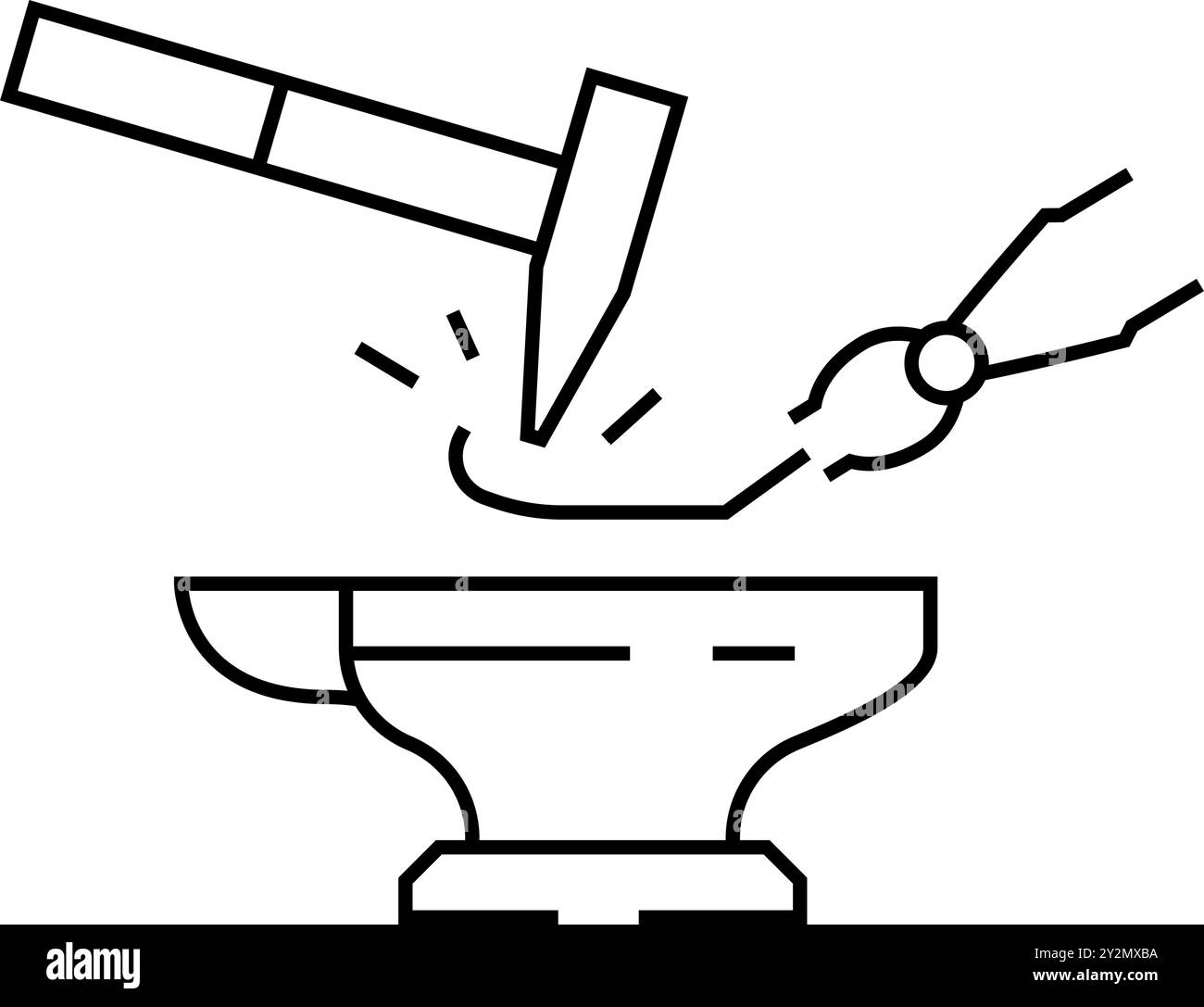 punch blacksmith metal line icon vector illustration Stock Vector Image ...