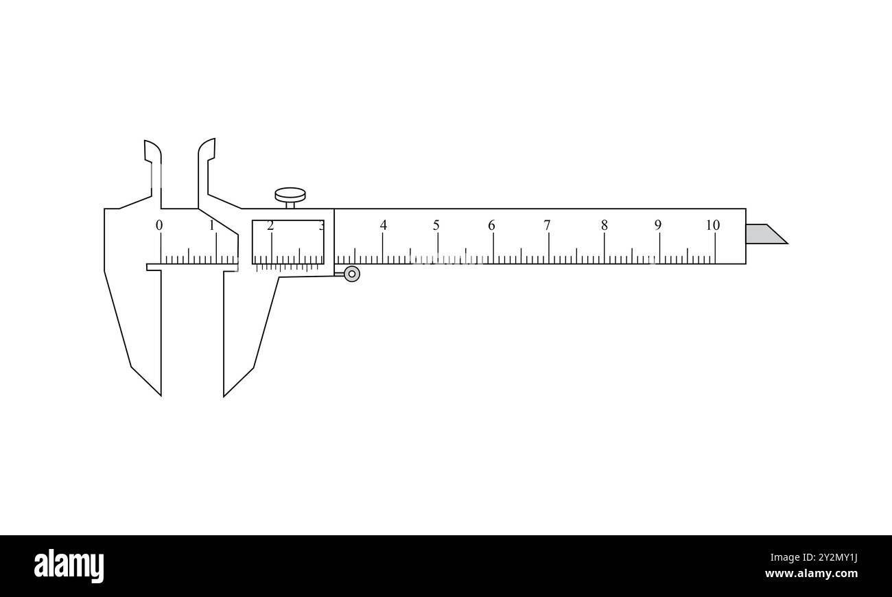 Parts of Vernier caliper on white background drawing by illustration ...