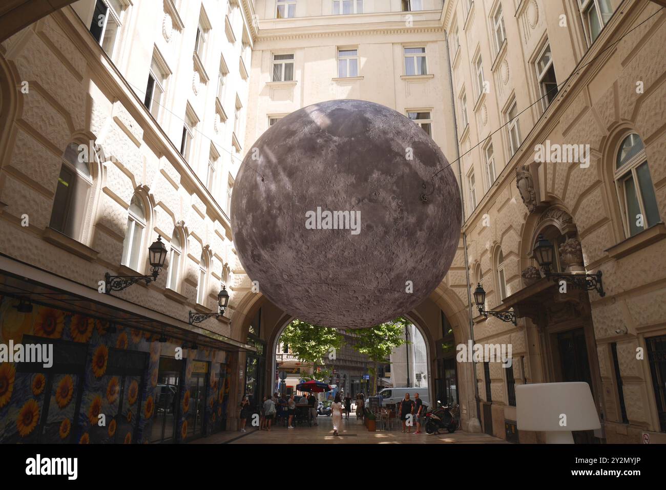 Moon installation serving to promote the Van Gogh exhibition, Piarista ...