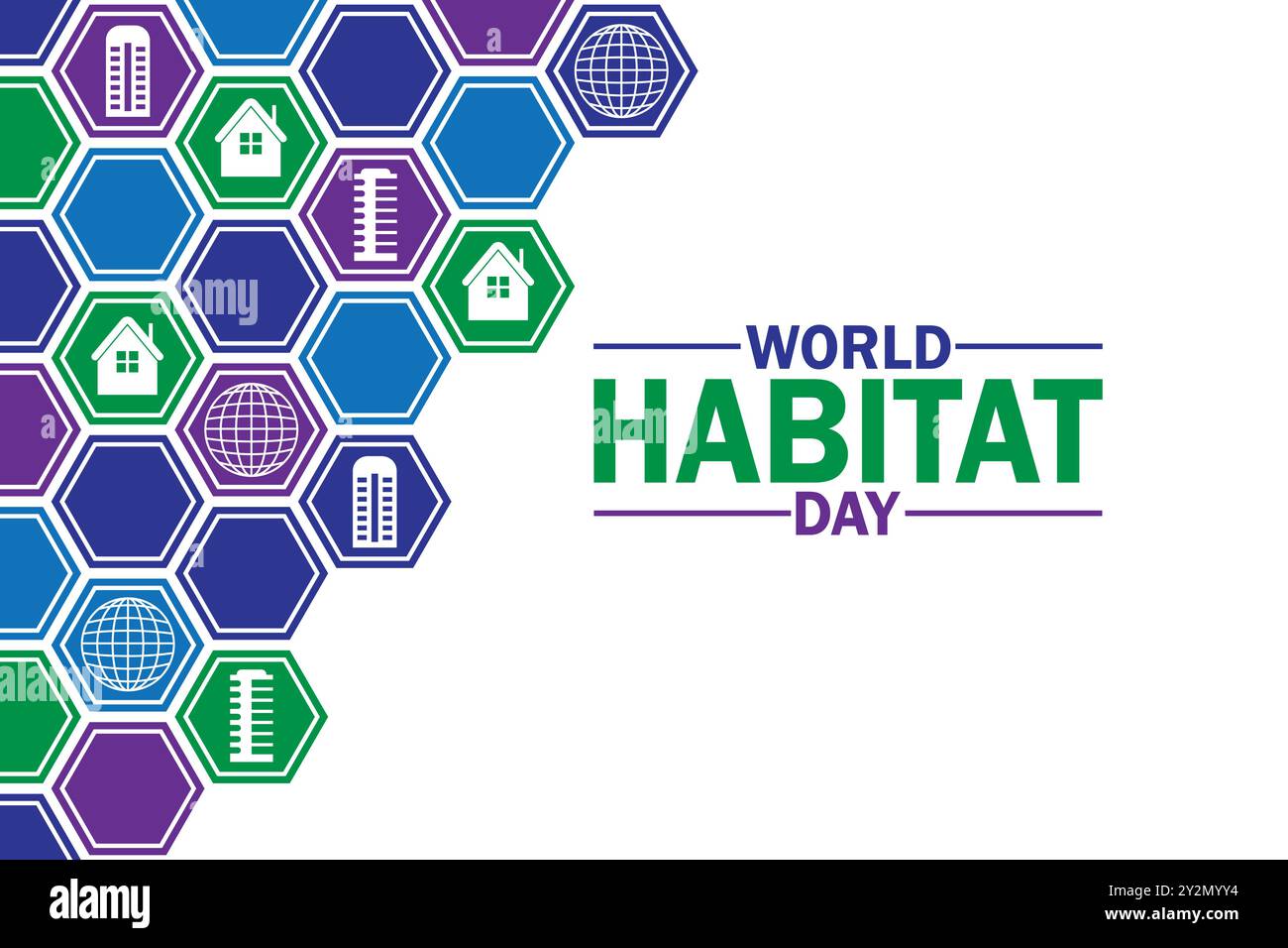 World Habitat Day wallpaper with shapes and typography, banner, card ...