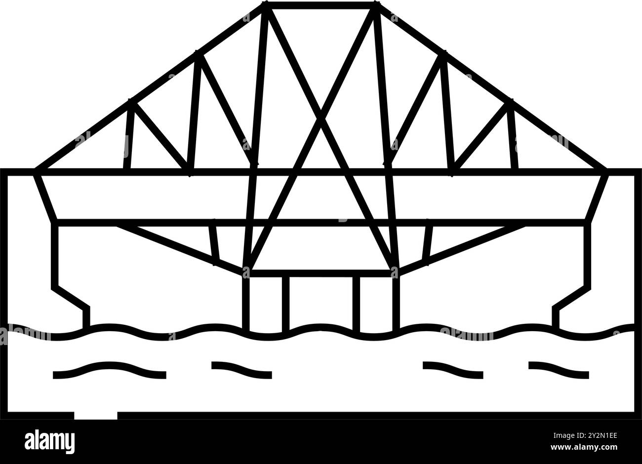 cantilever bridge line icon vector illustration Stock Vector Image ...