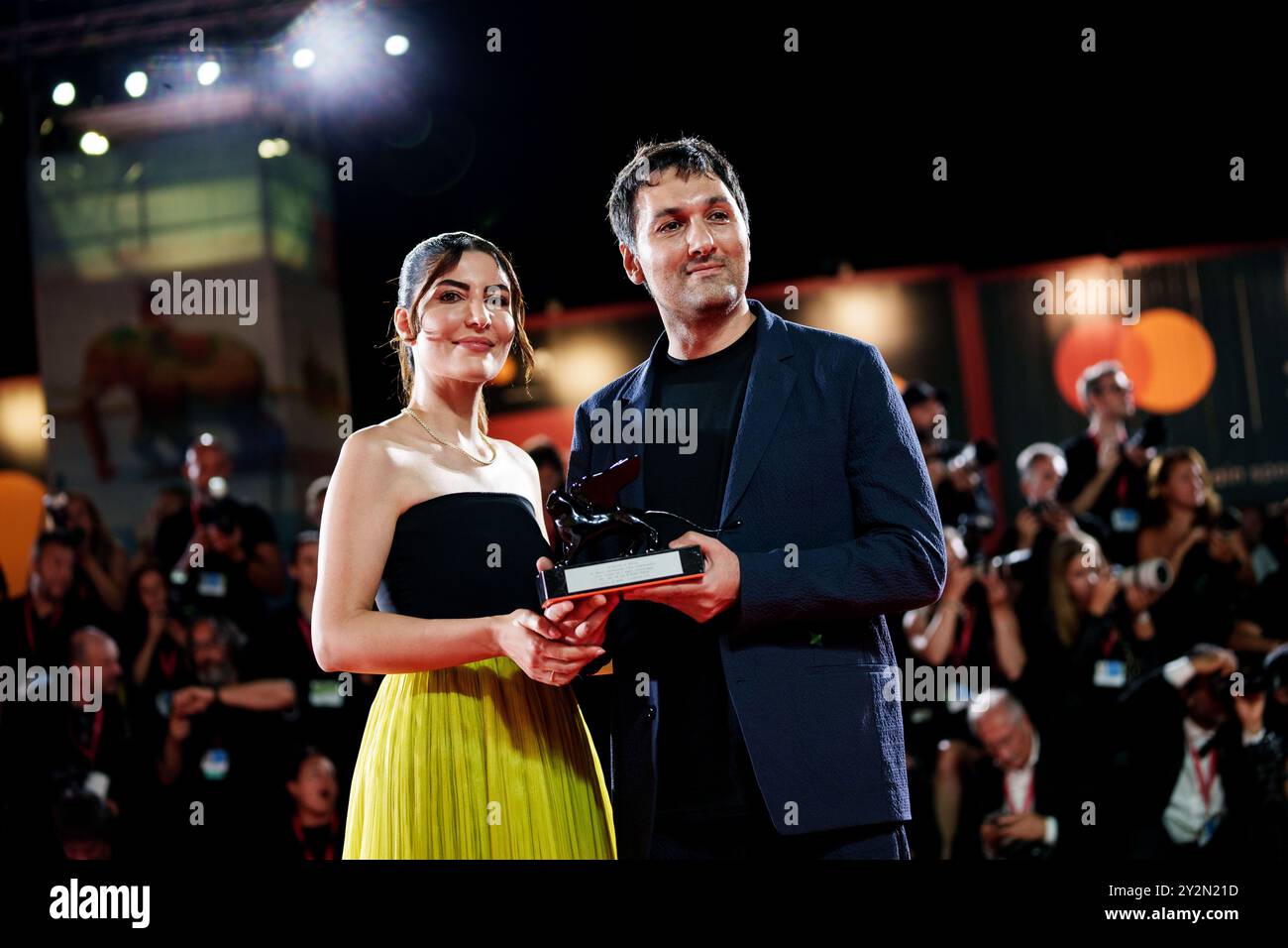 VENICE, ITALY - SEPTEMBER 07: Zayne Akyol, Arshia Shakiba attends the Closing Ceremony red ...