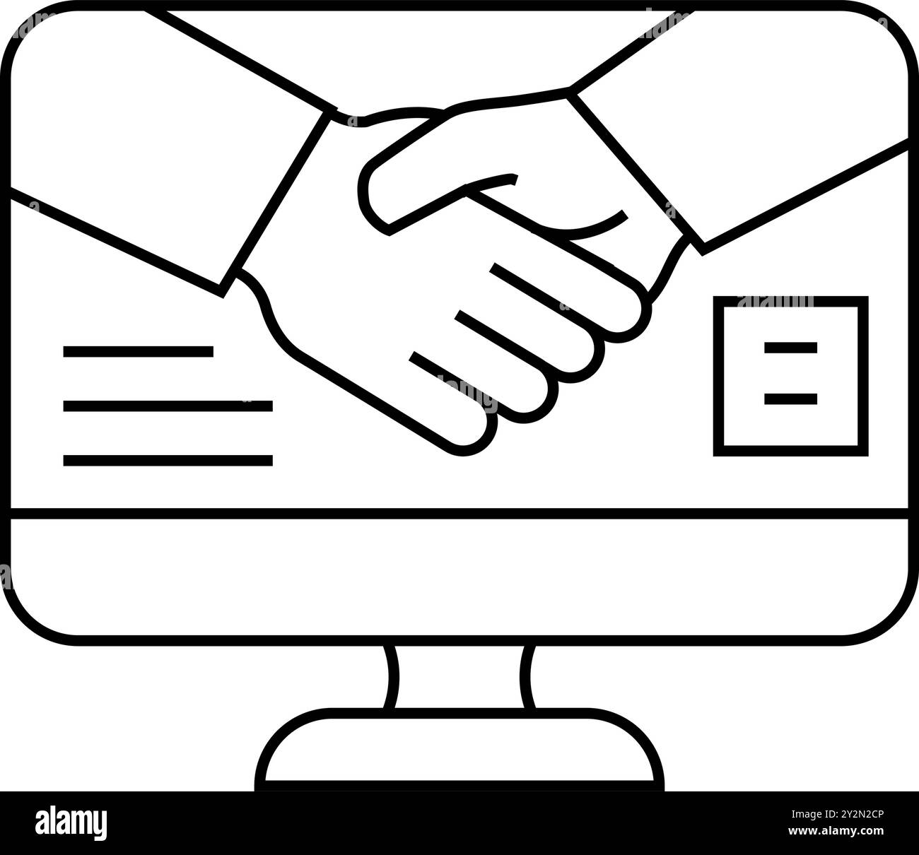 virtual handshake line icon vector illustration Stock Vector Image ...