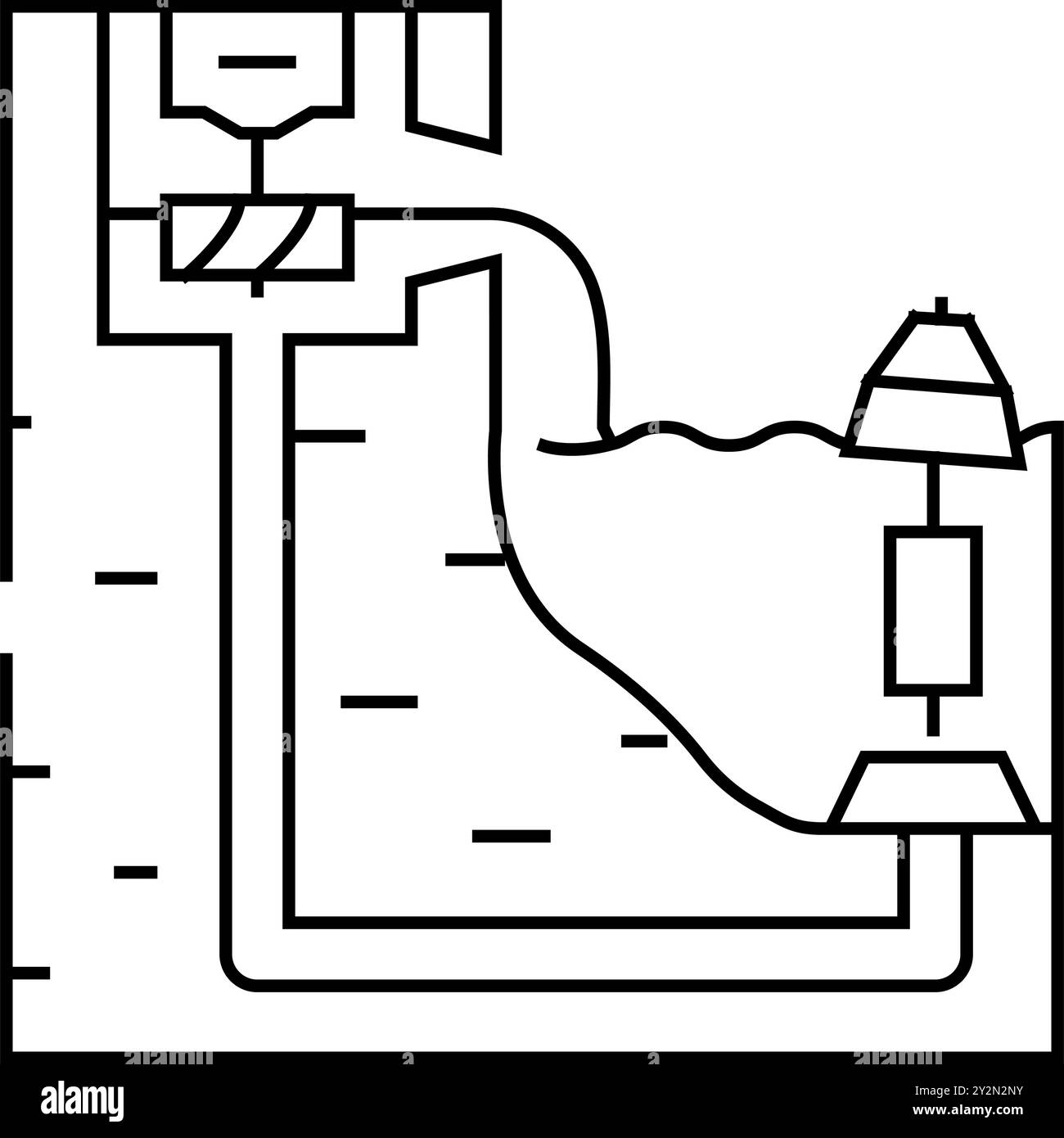 kite system tidal power line icon vector illustration Stock Vector ...