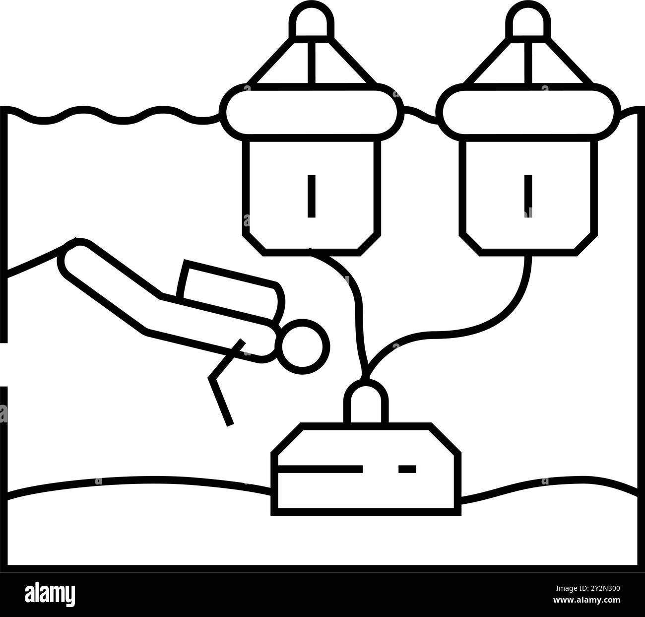 wave farm installation tidal line icon vector illustration Stock Vector ...