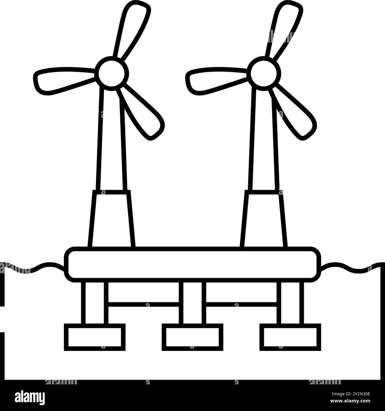 floating wave platform line icon vector illustration Stock Vector Image ...