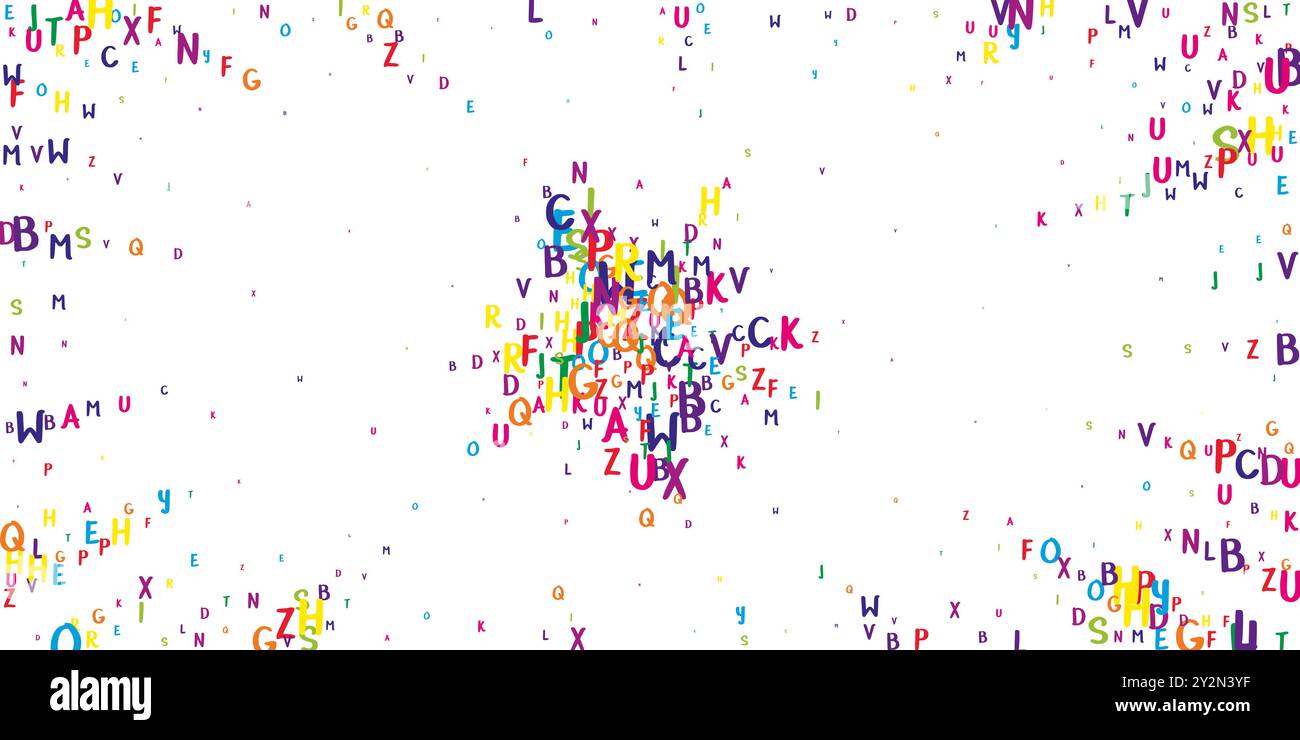 Concept of school background. Colorful childish falling letters of ...