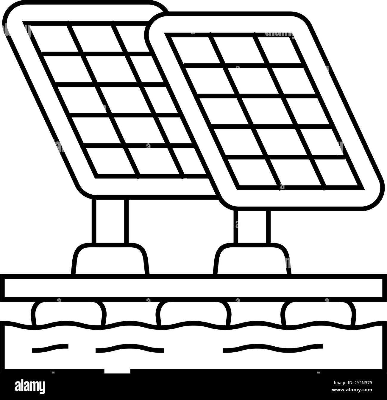 floating solar panel line icon vector illustration Stock Vector Image ...
