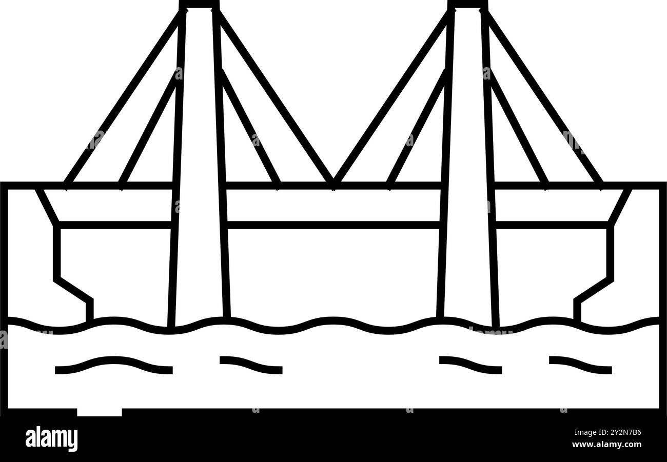 cable-stayed bridge line icon vector illustration Stock Vector Image ...