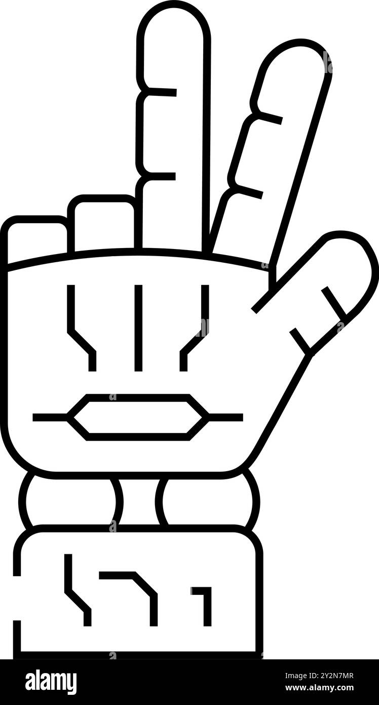 victory robot hand gesture line icon vector illustration Stock Vector Image & Art - Alamy