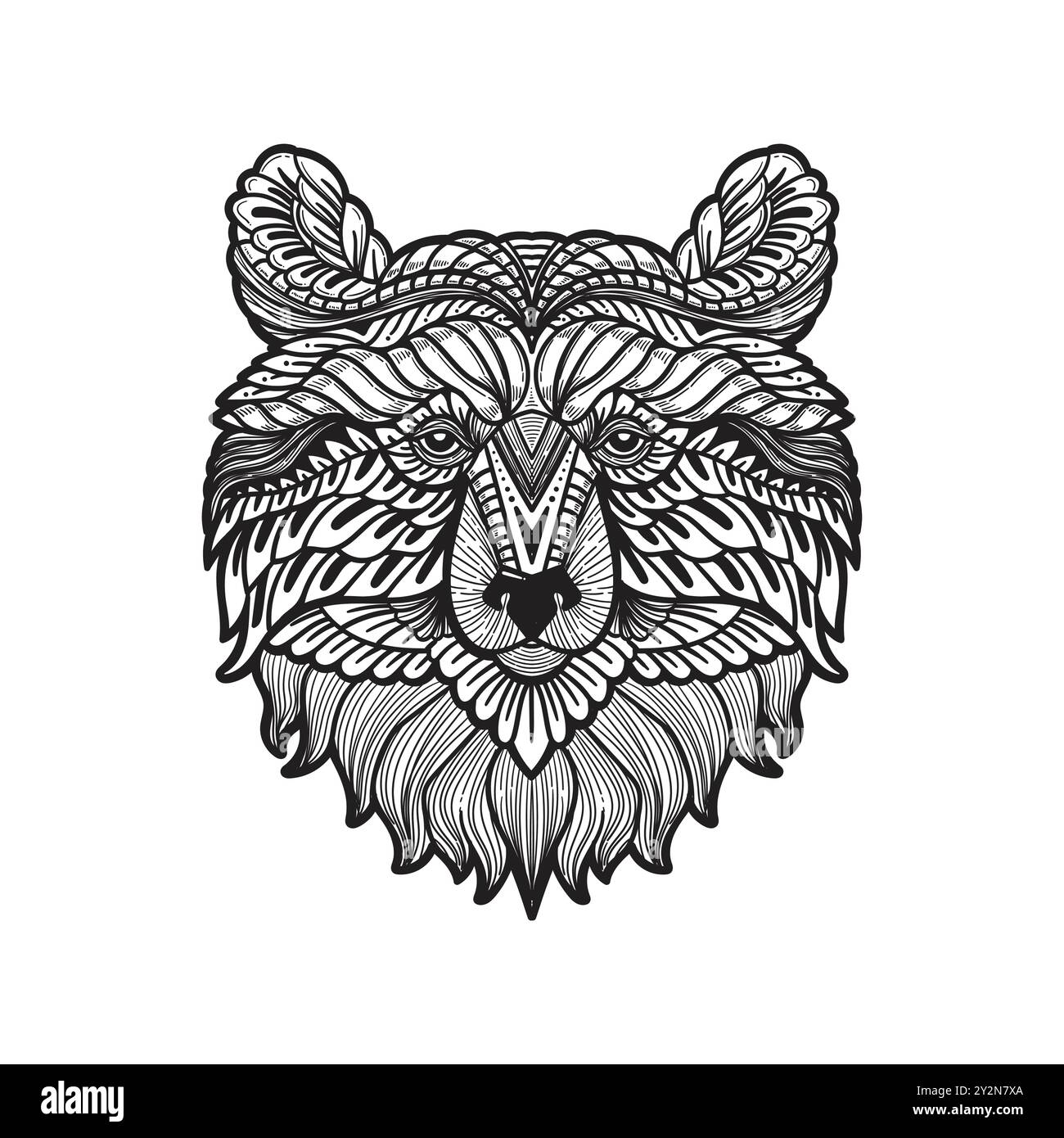 Grizzly bear zentangle arts isolated on white background Stock Vector ...