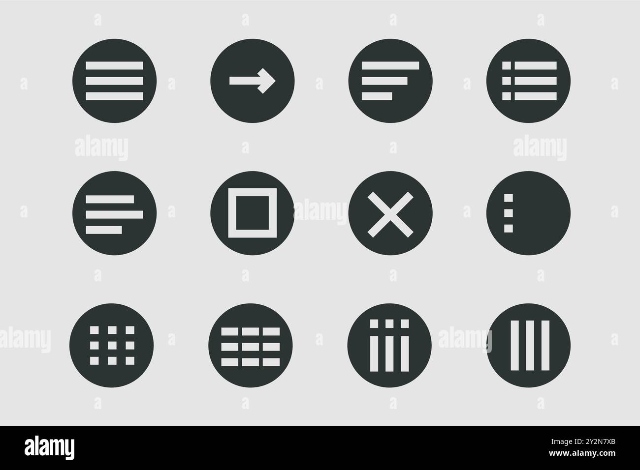 Menu for apps and web Hamburger Menu dropdown in circle. Set interface ...