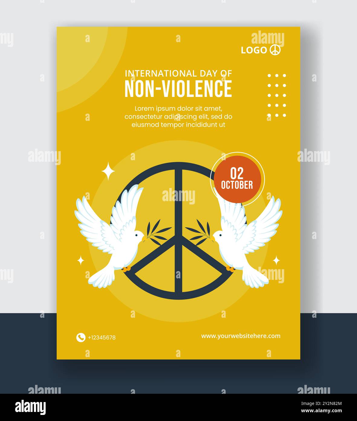 Day of Non-Violence Vertical Poster Flat Cartoon Hand Drawn Templates ...
