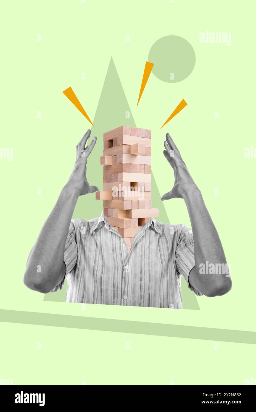 Trend artwork sketch image composite collage of monochrome man stress ...