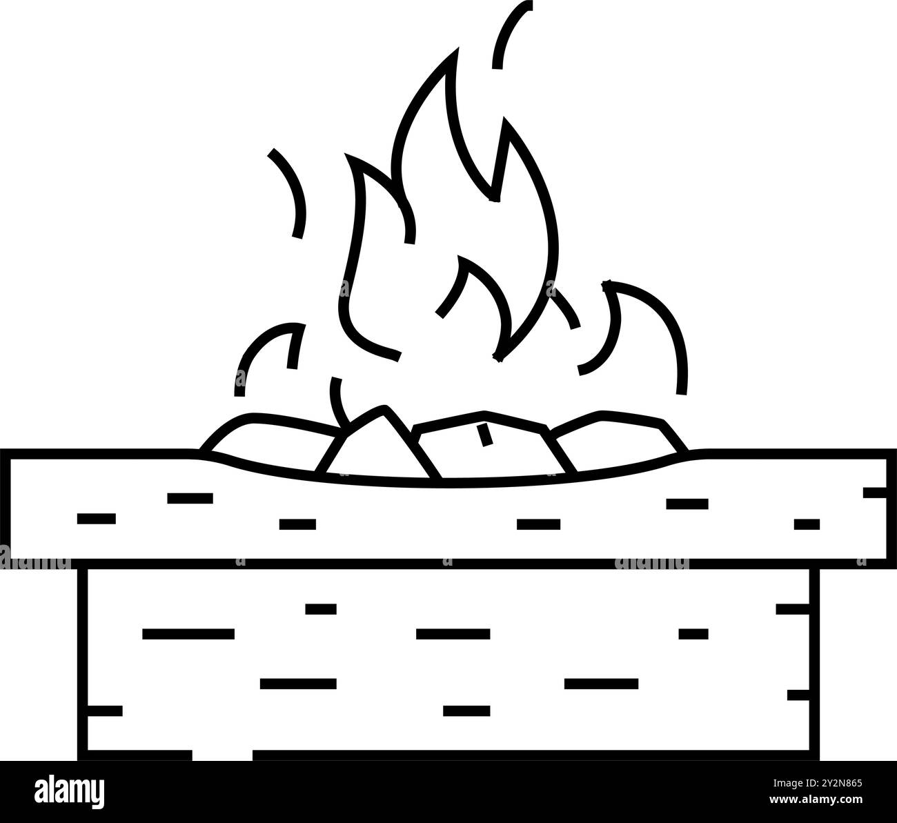 fire pit table outdoor furniture line icon vector illustration Stock ...