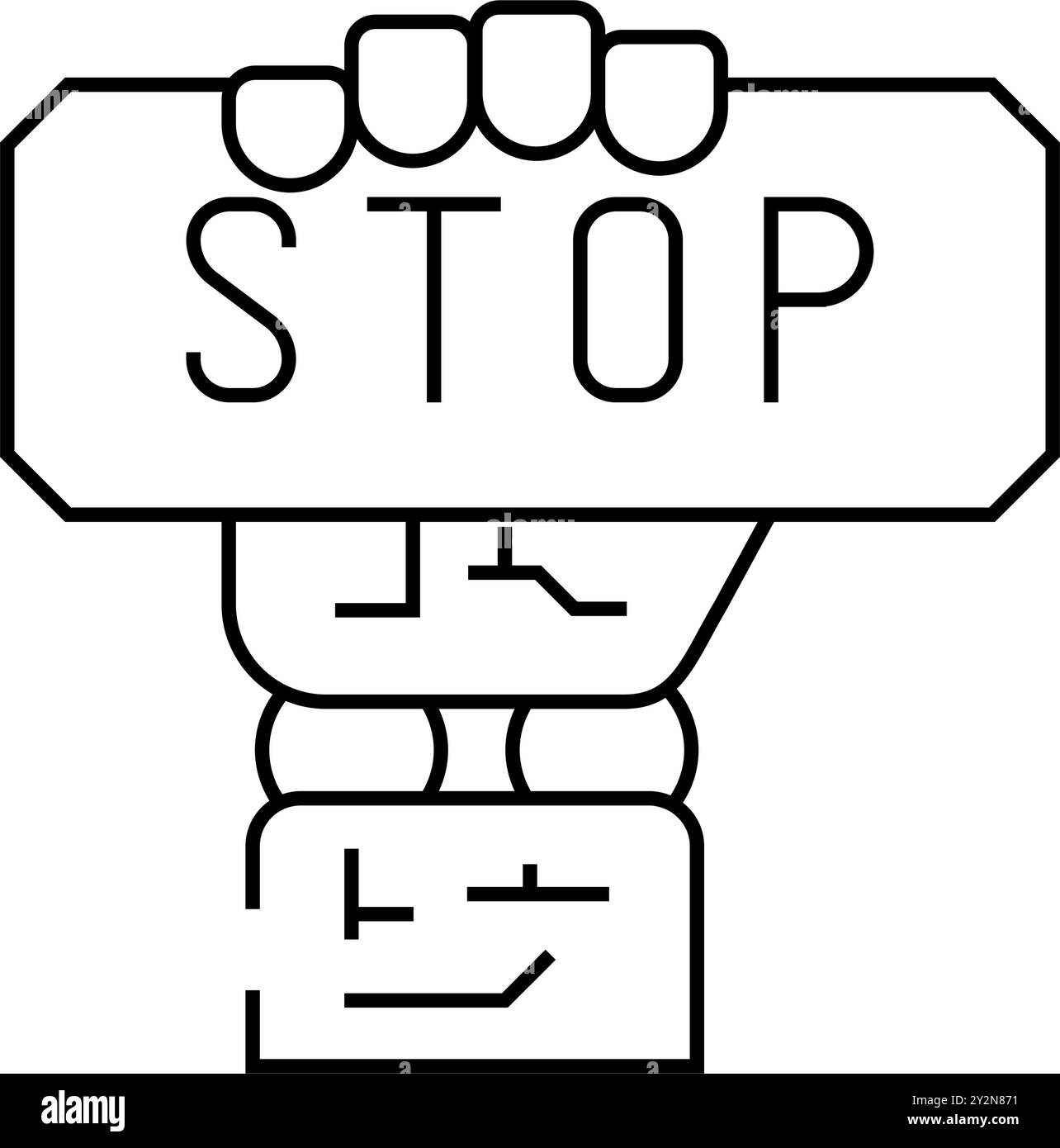 stop robot hand gesture line icon vector illustration Stock Vector ...