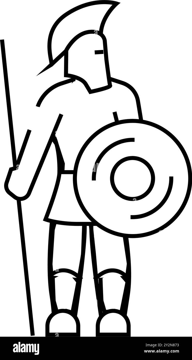 warior ancient soldier line icon vector illustration Stock Vector Image ...
