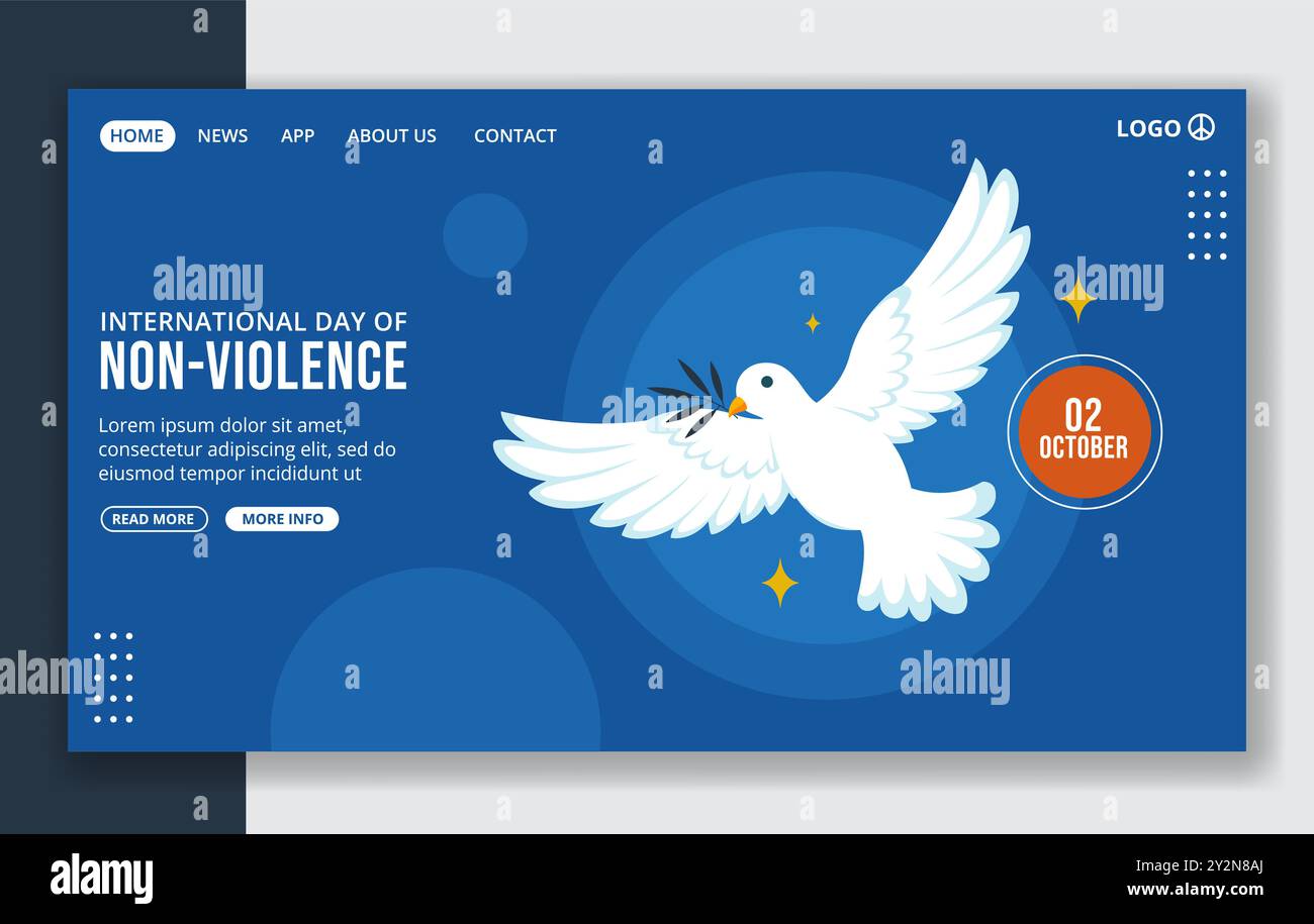 Day of Non-Violence Social Media Landing Page Cartoon Hand Drawn ...