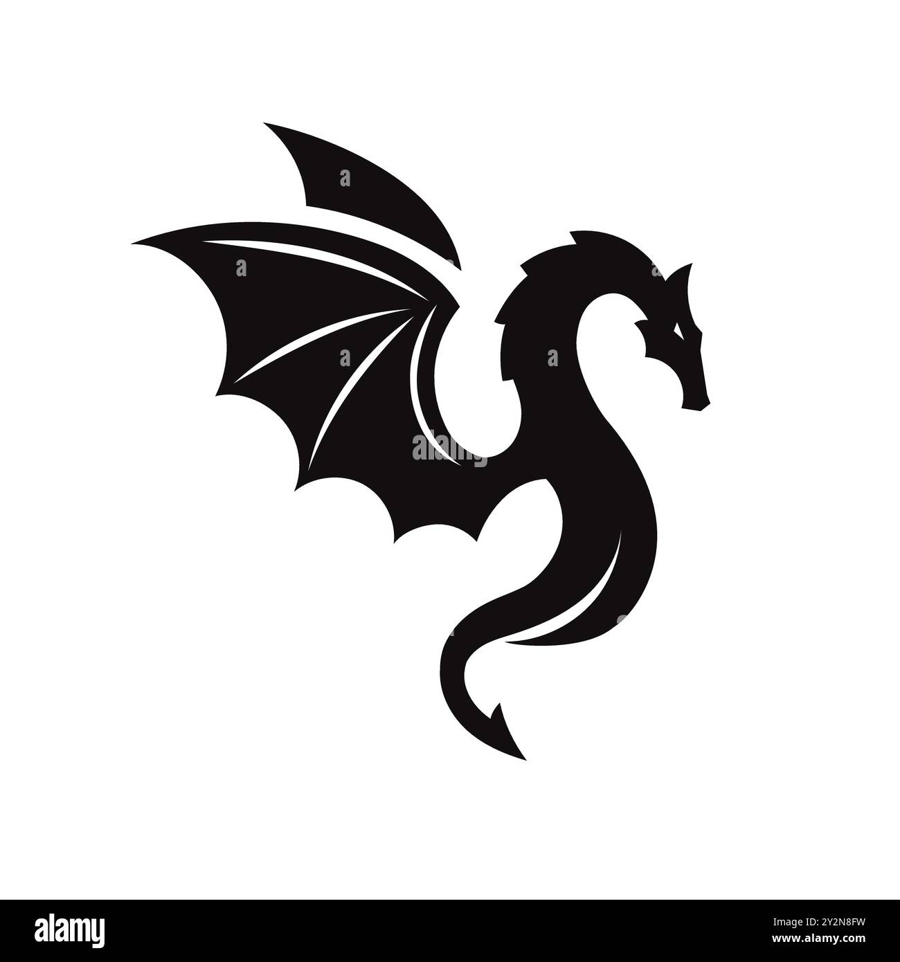 creative simple dragons silhouettes stylized vector illustrations Stock ...