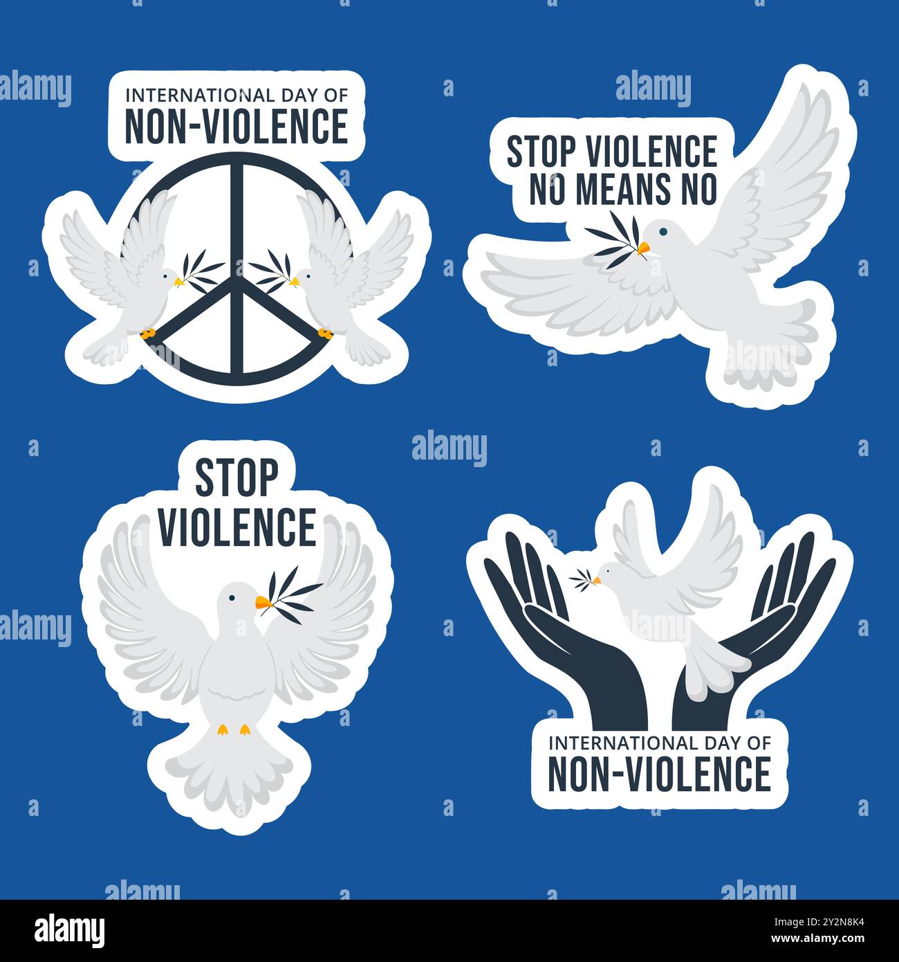 Day of Non-Violence Label Flat Cartoon Hand Drawn Templates Background ...