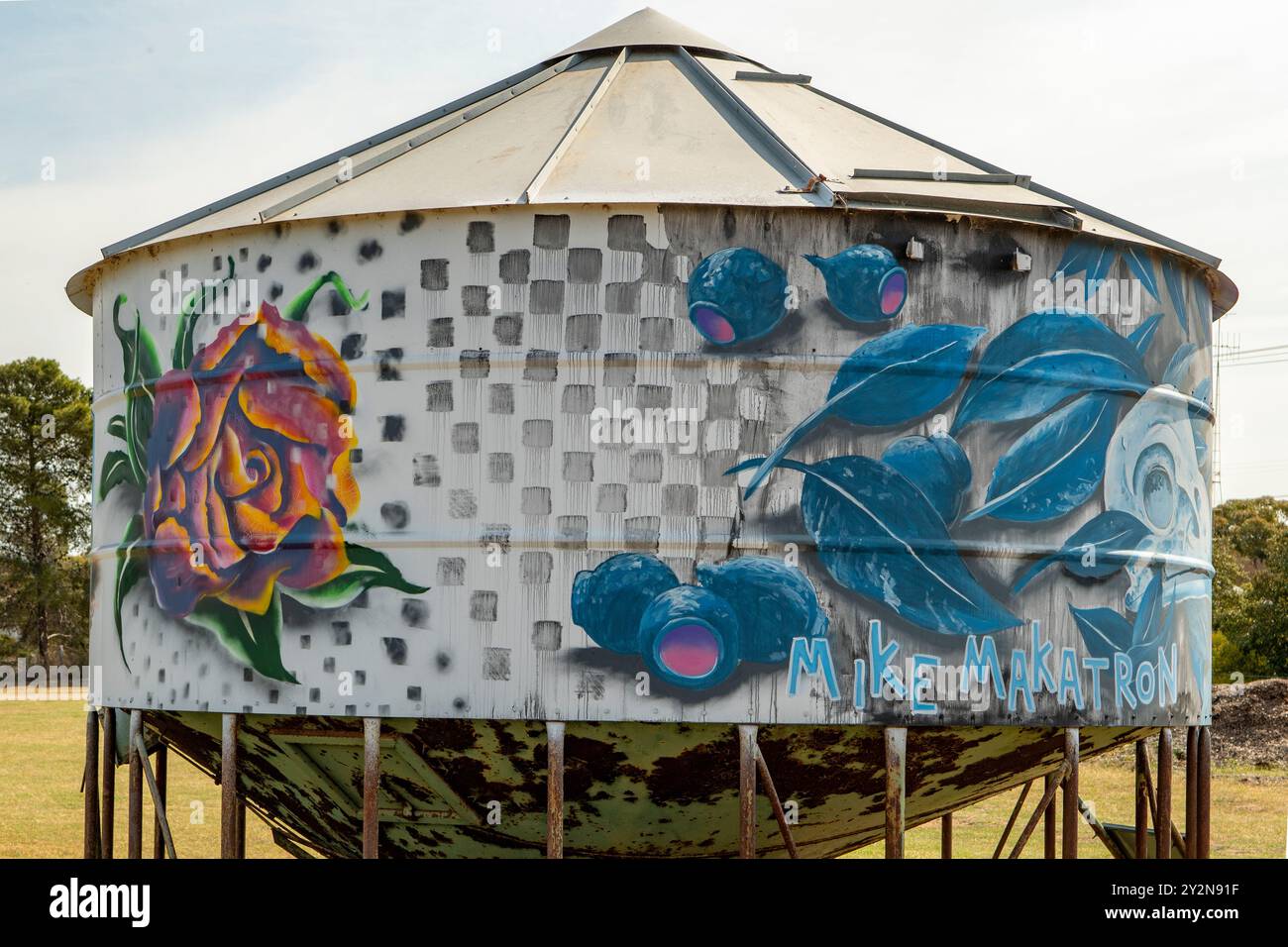Flora Mobile Silo Art by Mike Makatron, Woomelang, Victoria, Australia ...