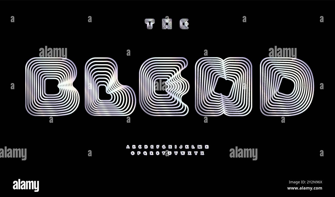 Blend font, distorted letters with blending lines creating 3D letters ...