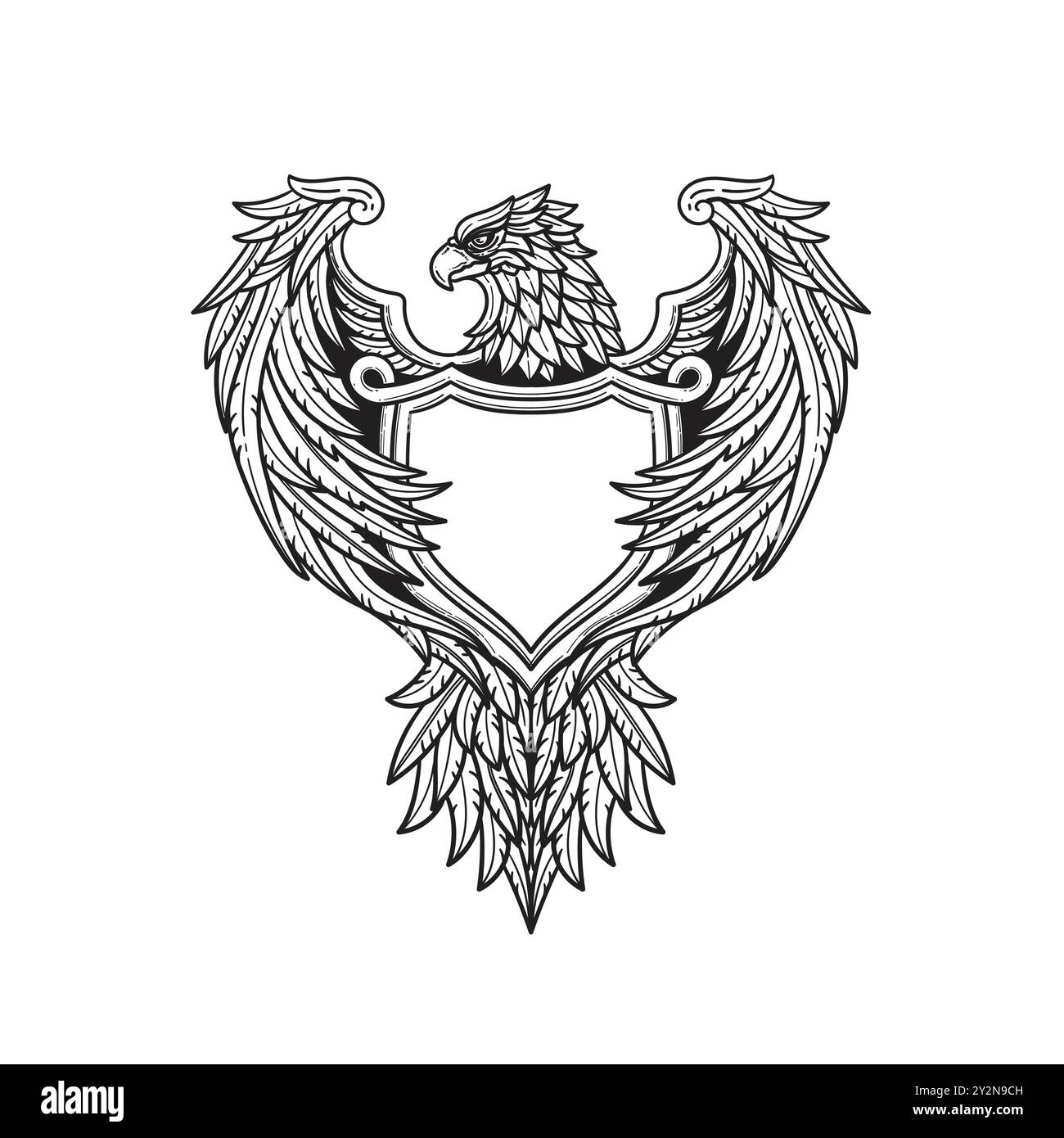 Eagle with shield isolated on white background. Design element for ...