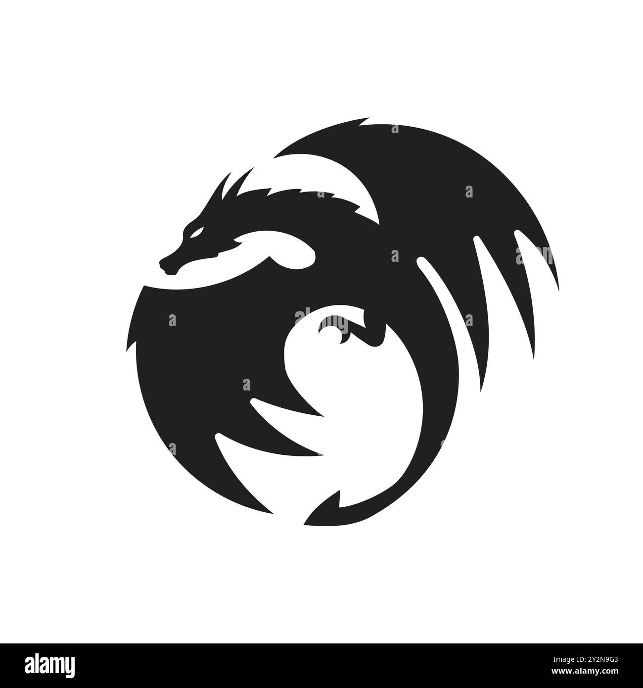 creative simple dragons silhouettes stylized vector illustrations Stock ...