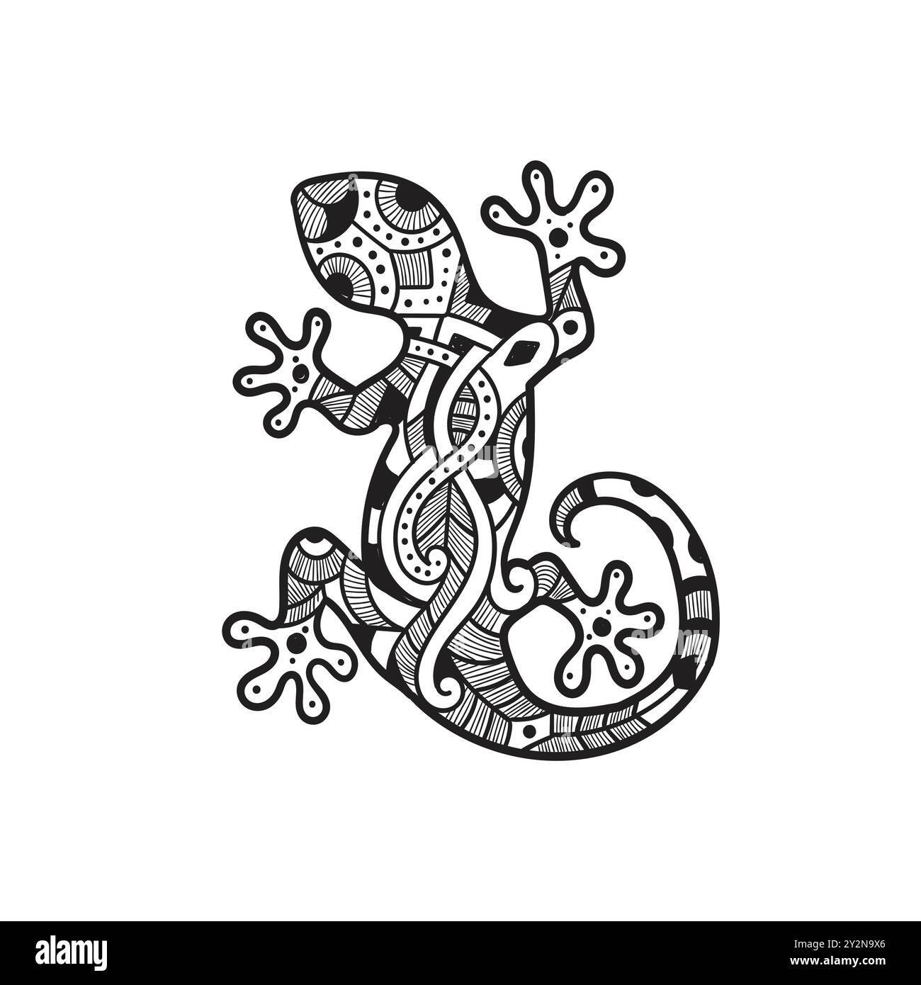hand drawn Zentangle stylized drawing of a lizard. gecko silhouette ...