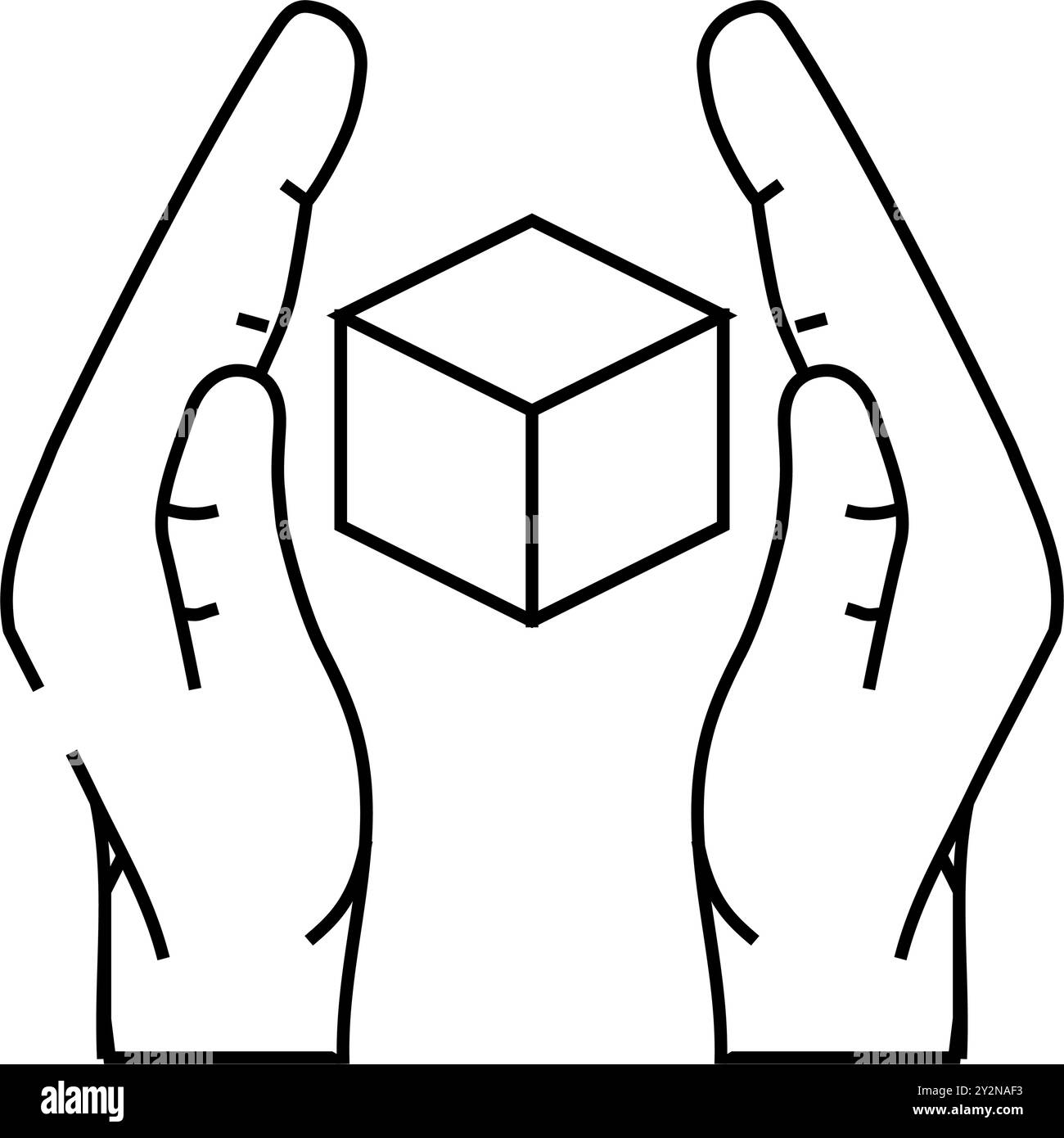 handle with care product label warning line icon vector illustration ...