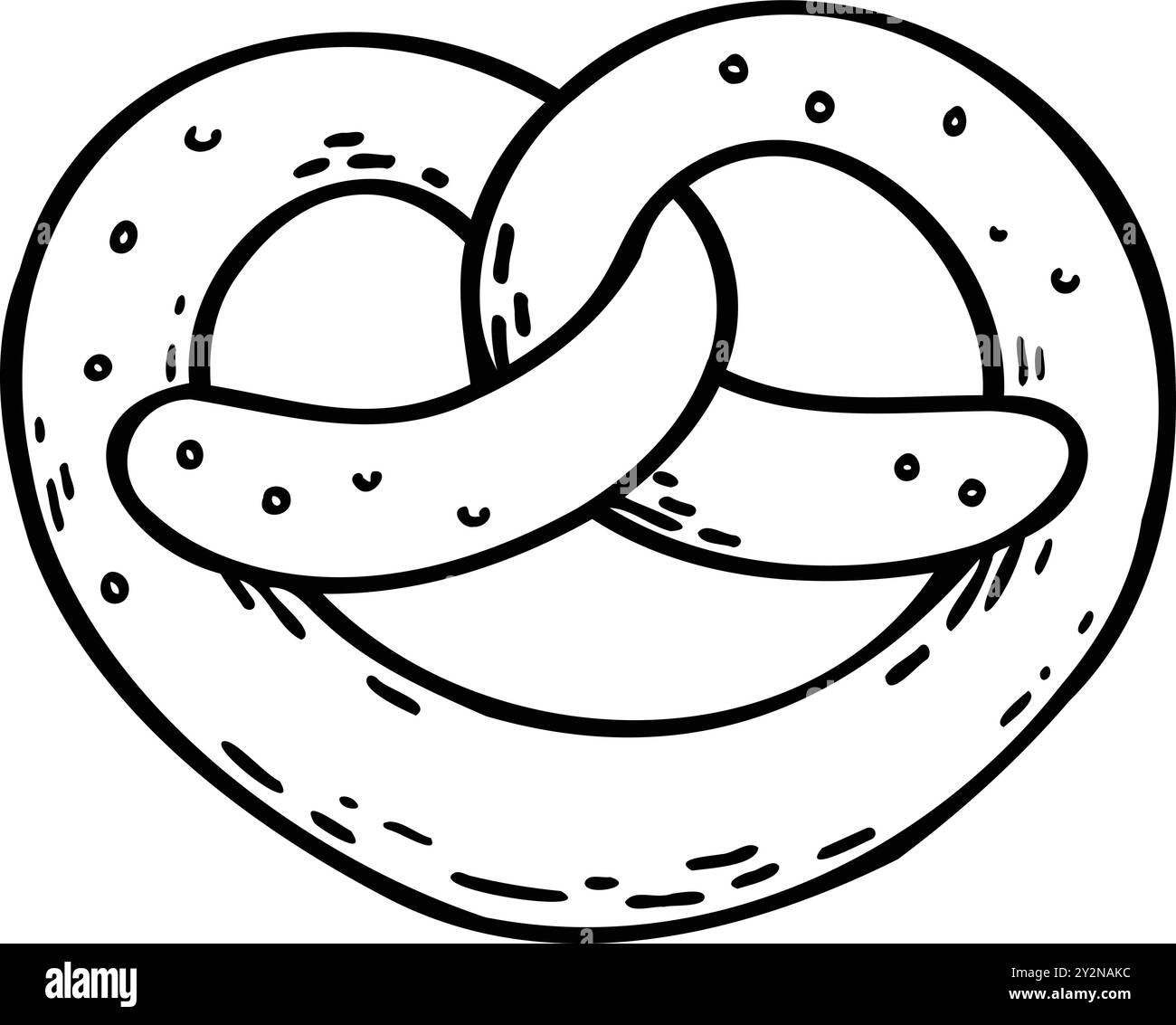 Drawing of a piece of cartoon pie, pastry, pretzel, dessert. Isolated ...