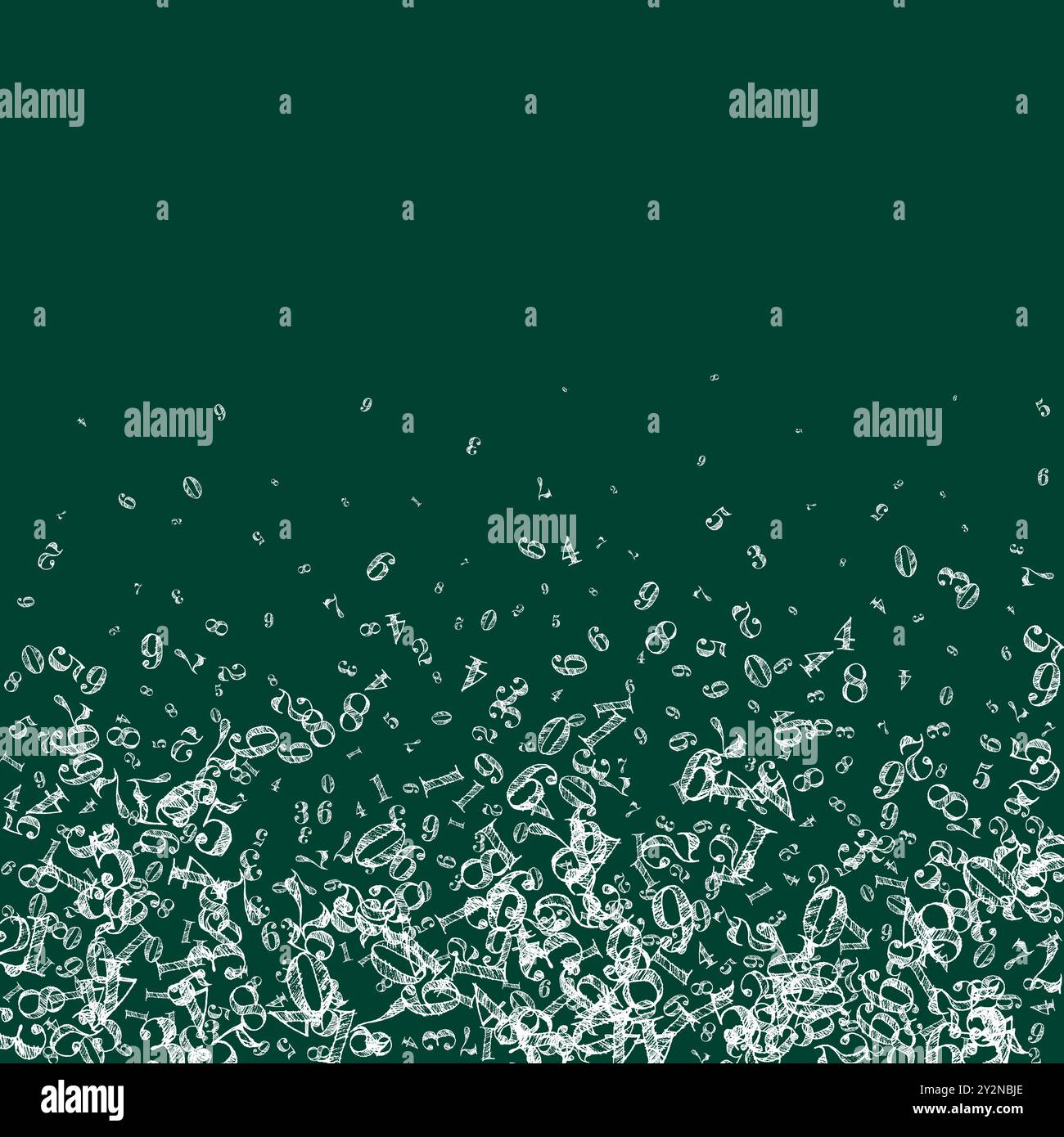 School math notebook cover. White chalk numbers floating in the air ...