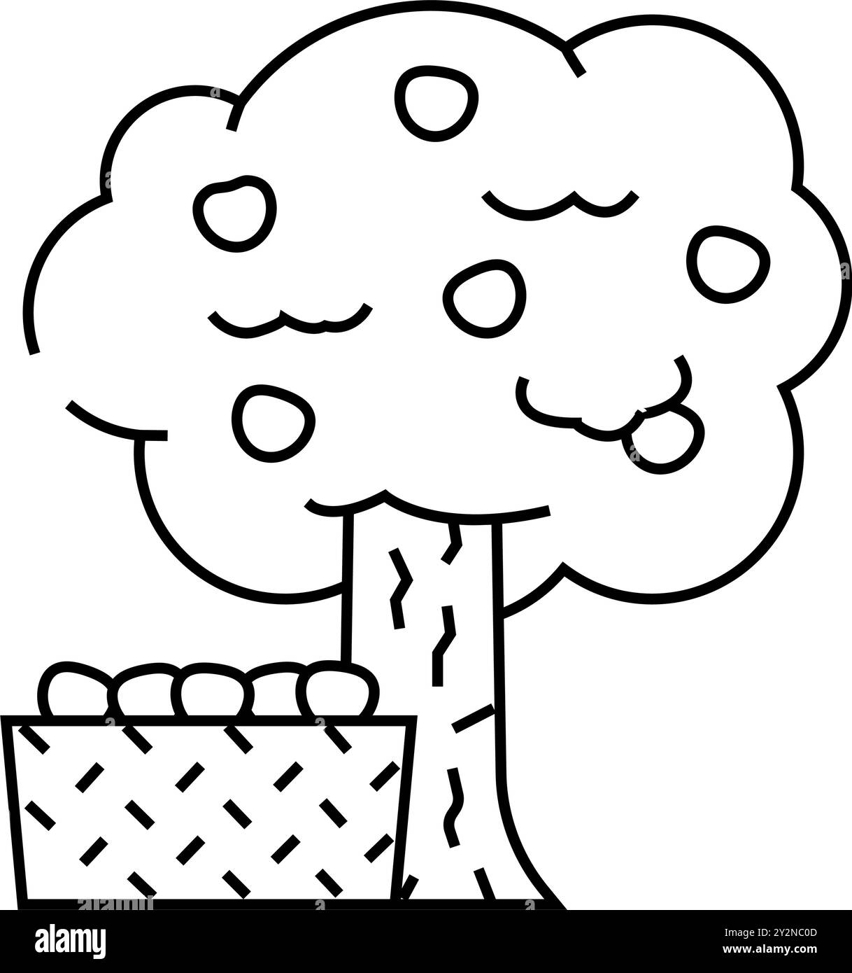 apple picking autumn line icon vector illustration Stock Vector Image ...