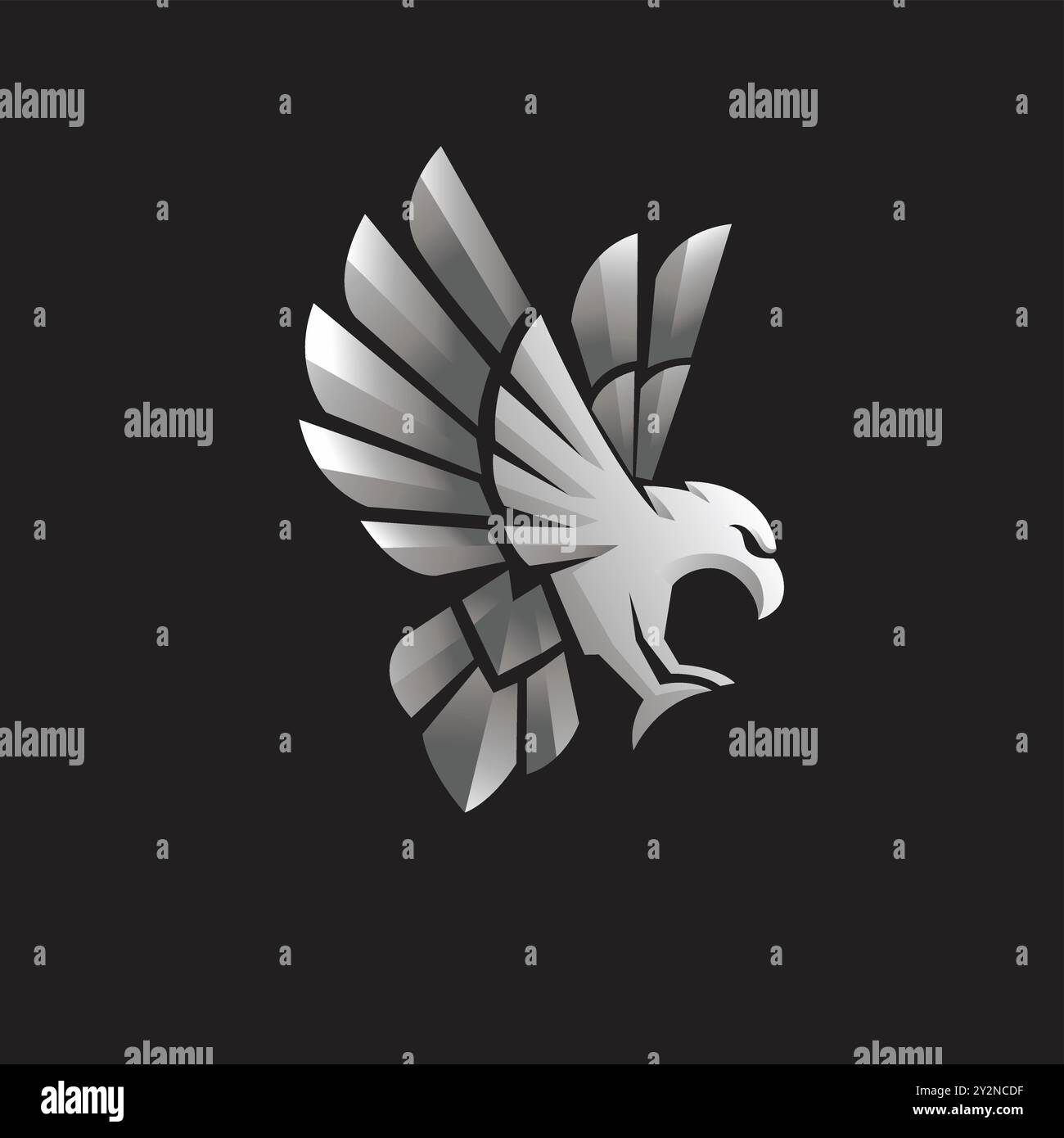 bird symbol design with metal style . silver hawk design template . fly ...