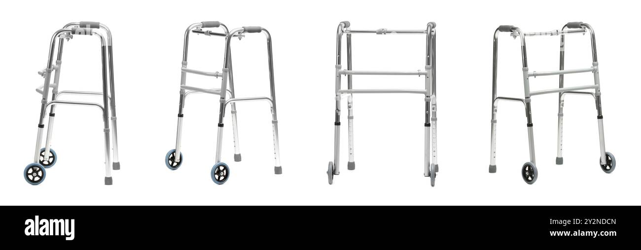 Walking frame isolated on white, collage. Different sides view Stock ...