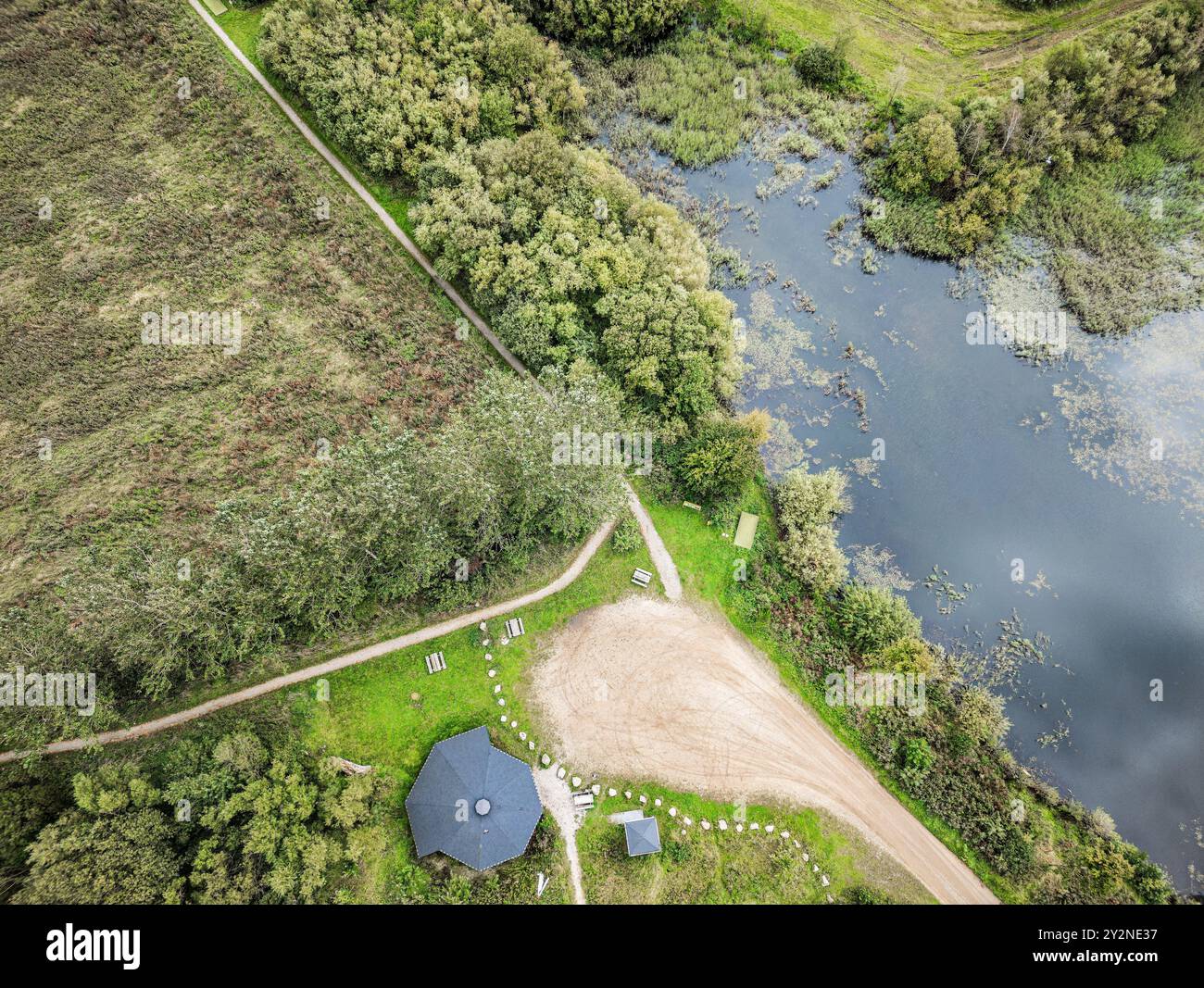 Small artificial lakes in the outskirts of Hedensted Denmark Stock ...