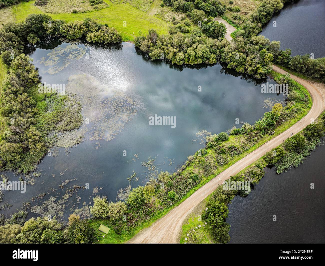 Small artificial lakes in the outskirts of Hedensted Denmark Stock ...