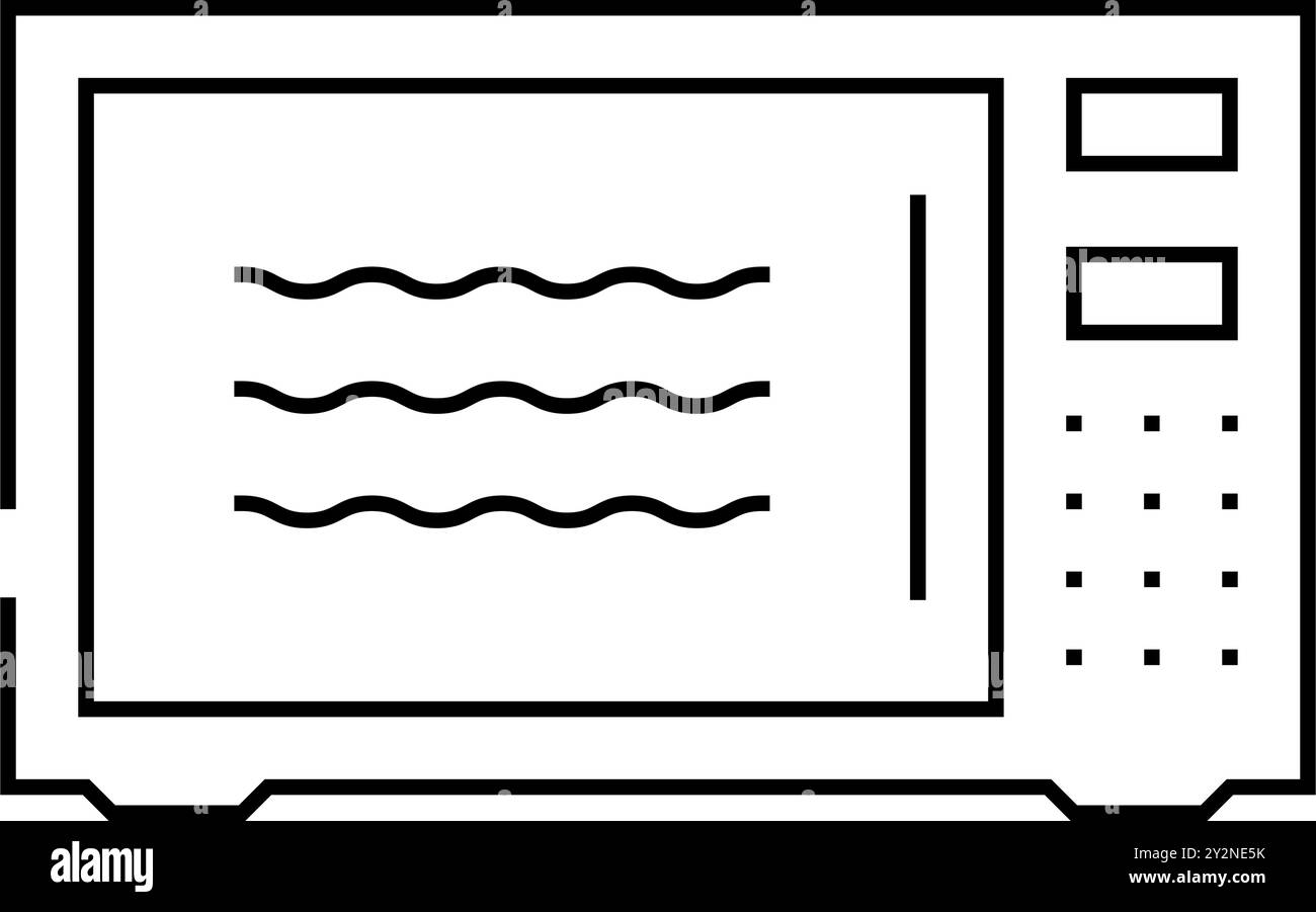 microwave safe label product caution line icon vector illustration ...