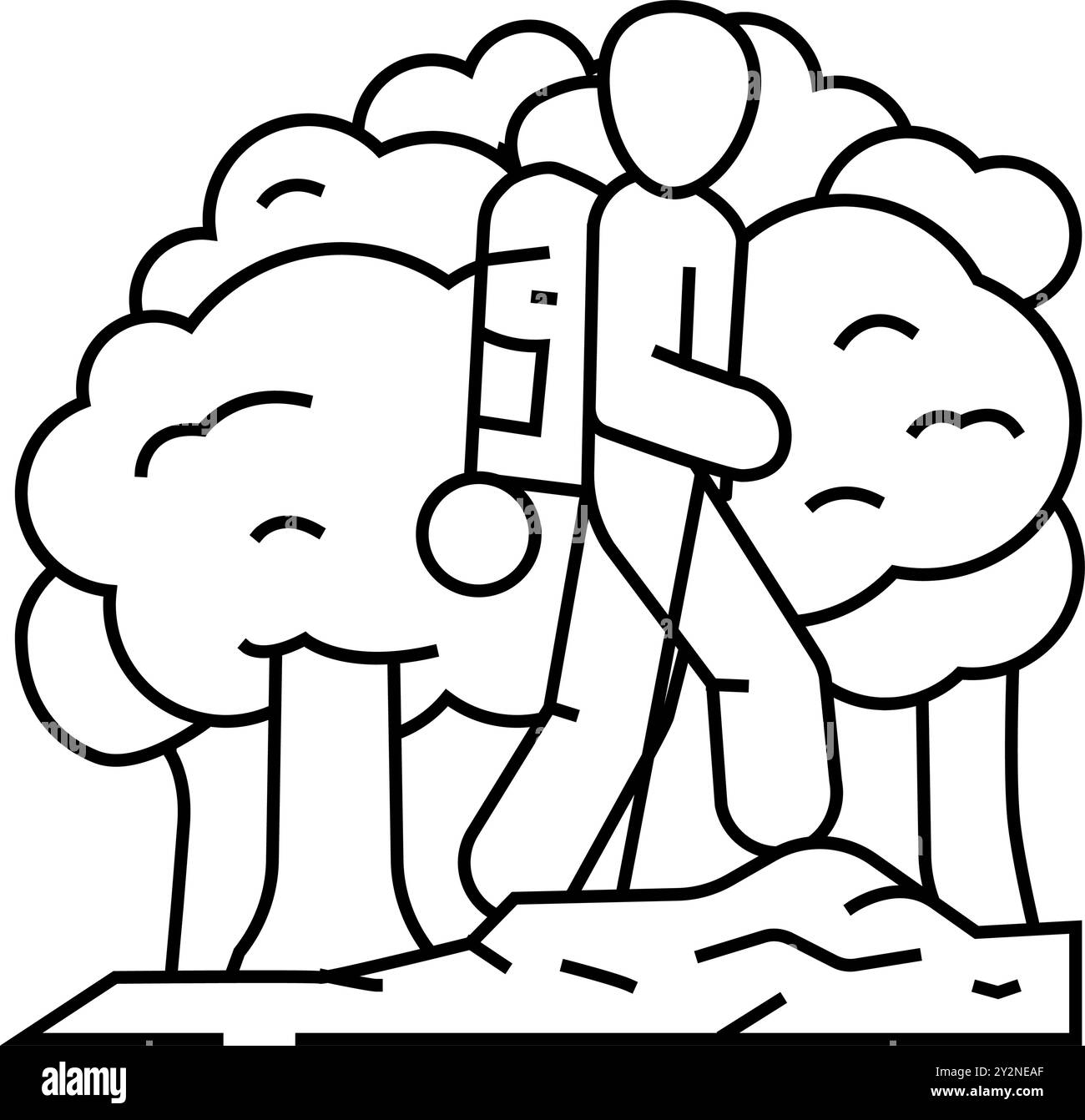 hiking fall foliage autumn line icon vector illustration Stock Vector ...