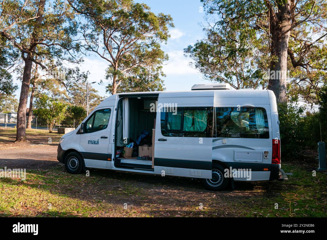 camper van parked, Huskisson Beach campersite, Huskisson Beach, NSW ...